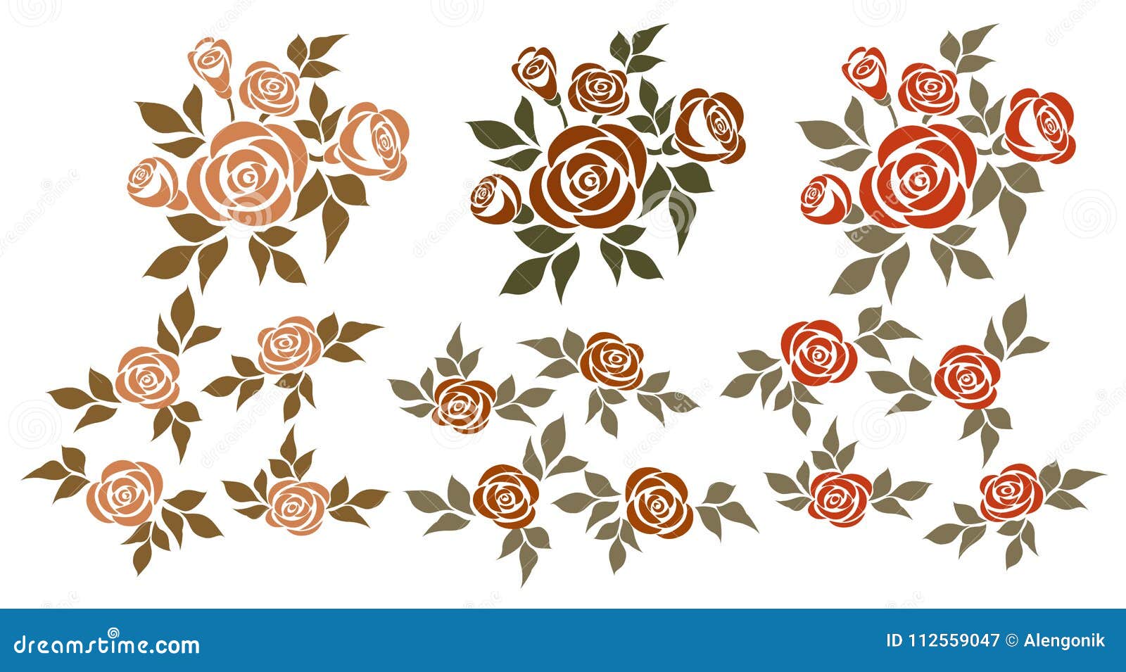 Set of roses. stock vector. Illustration of floral, graphic - 112559047
