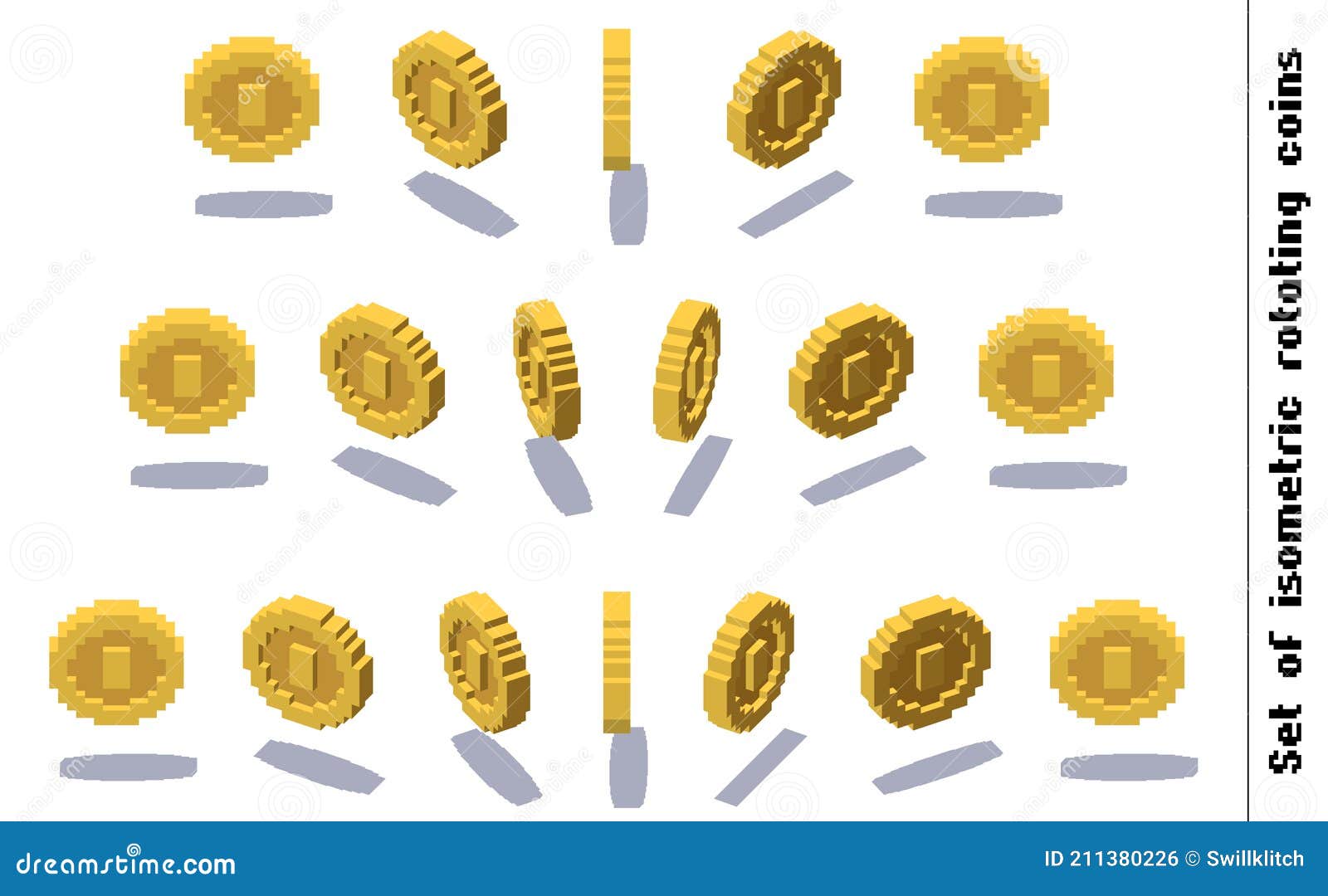 Pixel Coins Stack. Retro 8 Bit Video Game Golden Coin Pile, 2D Sprite ...