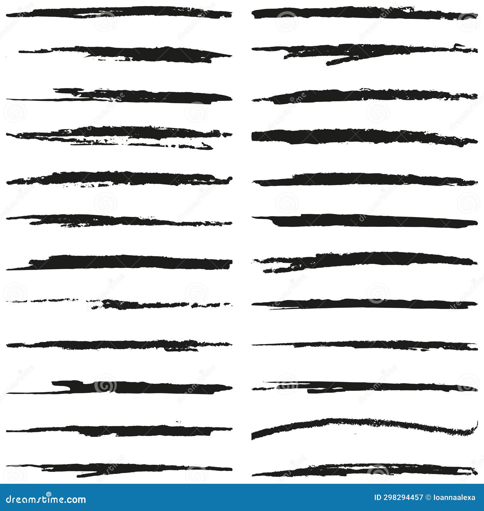 Set of Rough Grunge Vector Brushes. Black Lines with Torn Edges ...