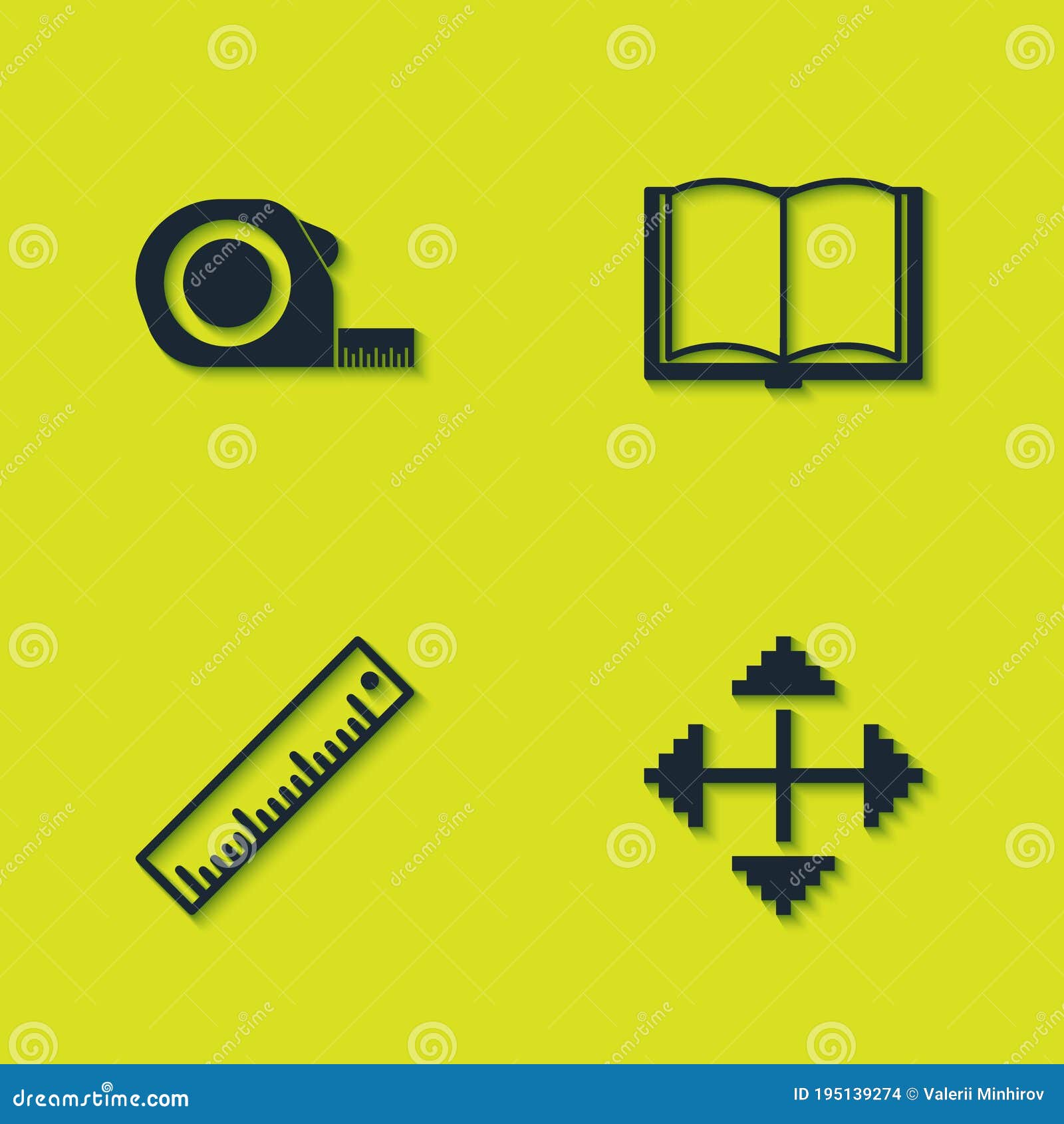 Set Roulette Construction, Pixel Arrows in Four Directions, Ruler and ...