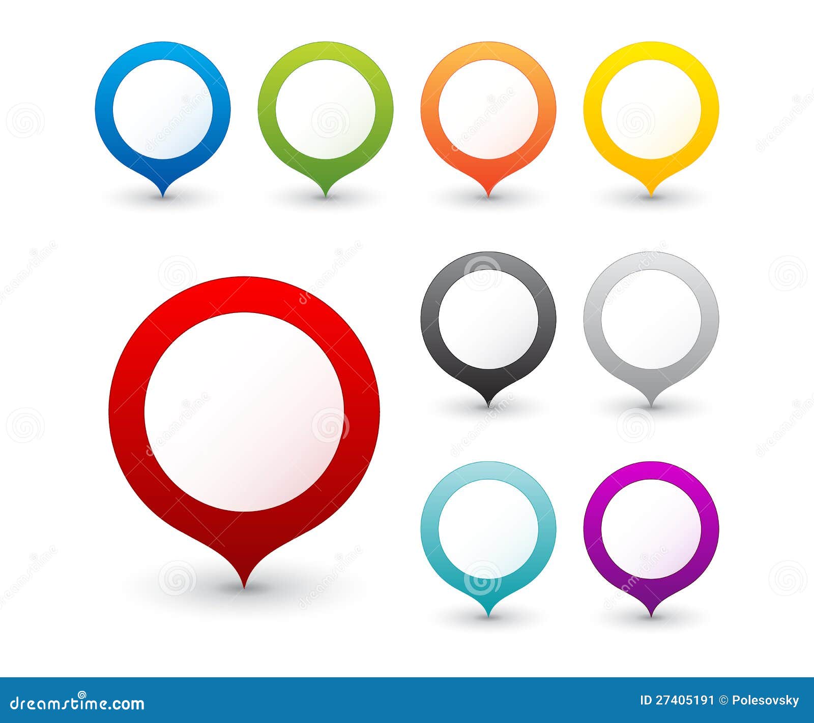 Set of Round 3D Map Pointers Stock Vector - Illustration of purple ...