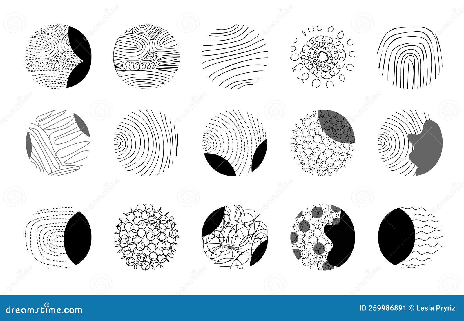 Set of Round Abstract Black Backgrounds or Patterns. Stock Vector ...