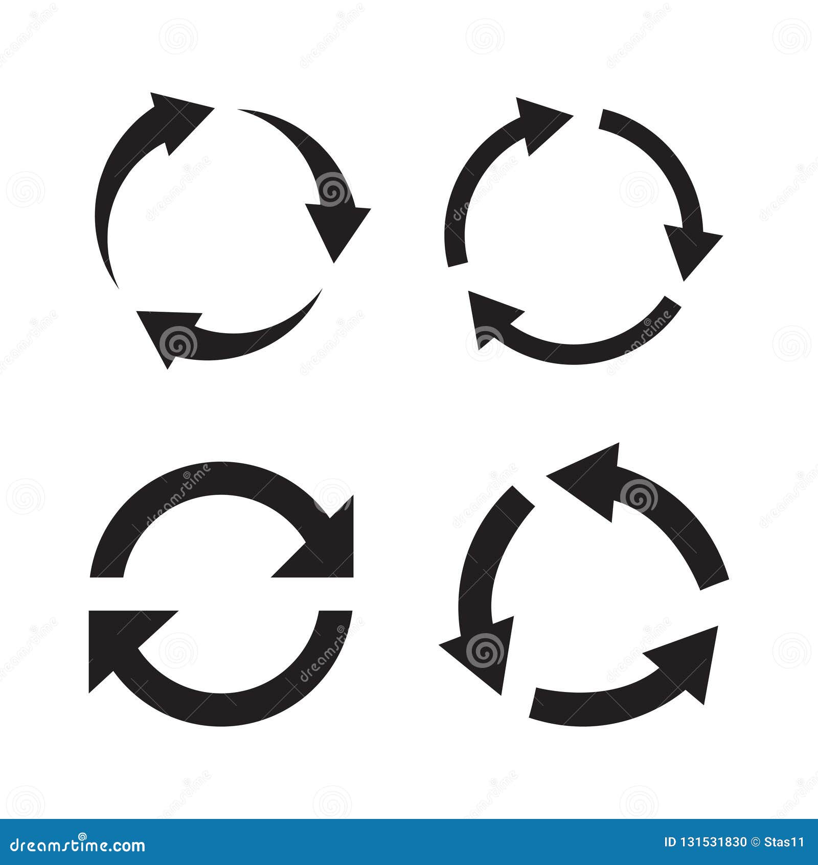 Set of Round Arrows in Black. Vector Illustration Stock Vector ...