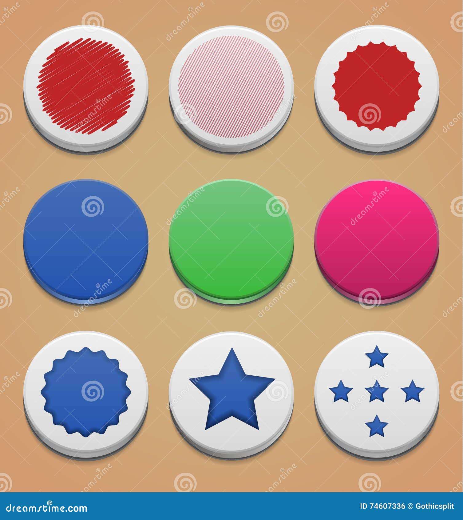 Set of Round Badges with Shadow. Stock Vector - Illustration of badge ...