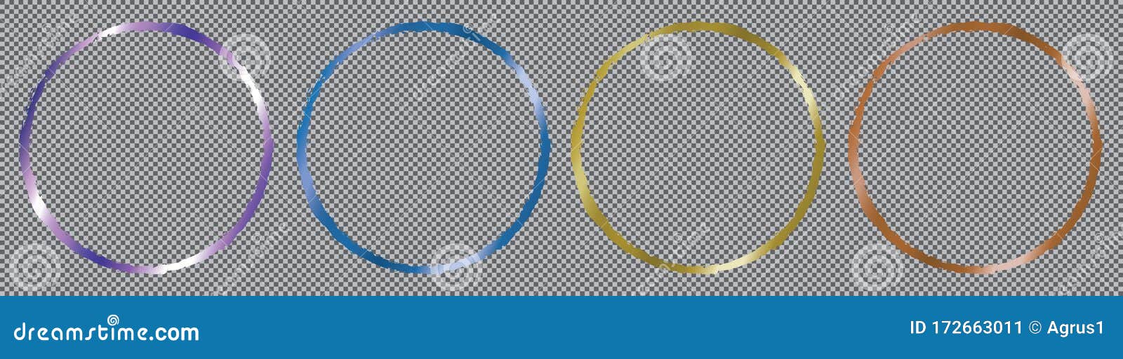 Set of Round Banners with Golden Frame on Transparent Background Stock ...