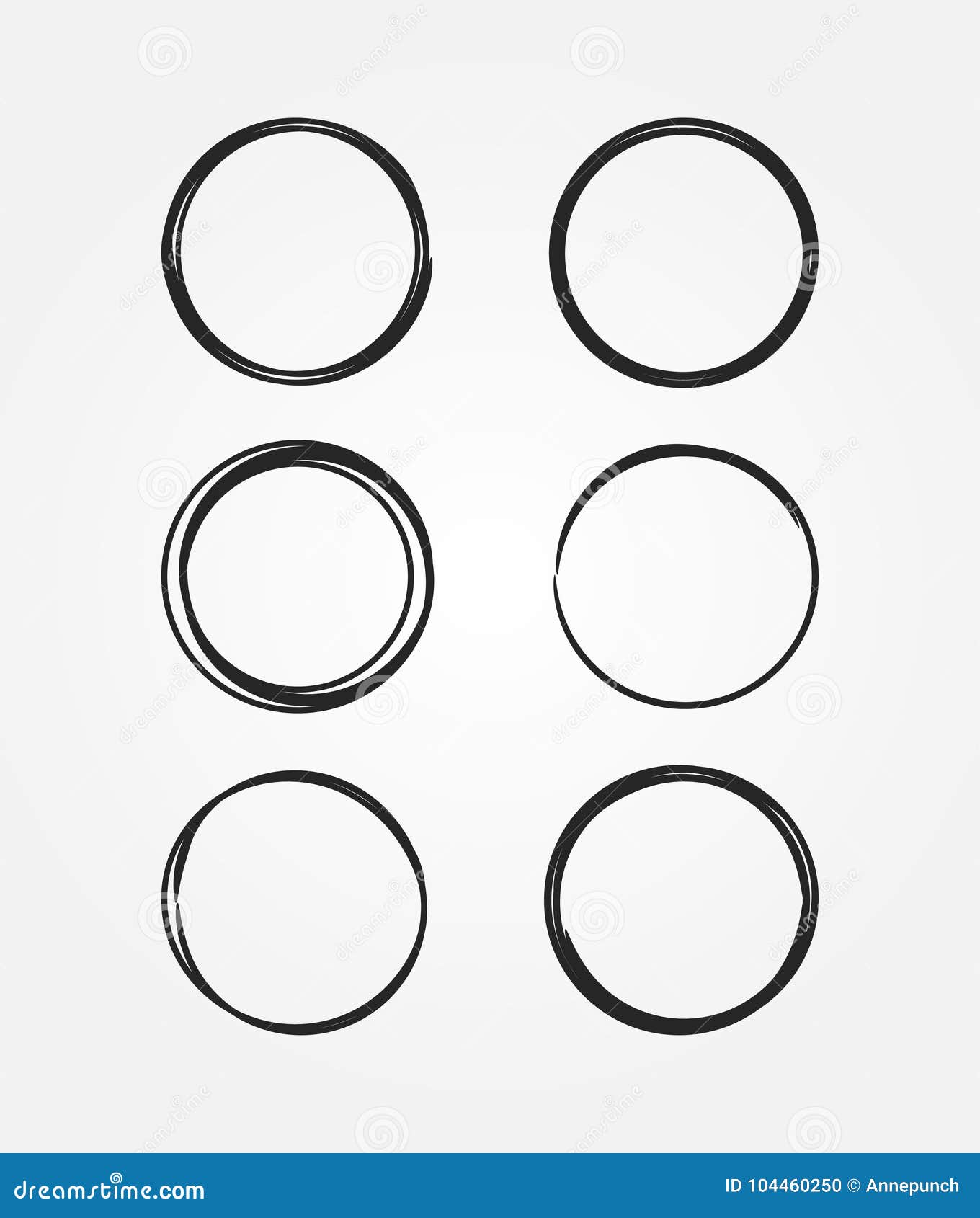 Set of Round Black Frames Drawn by Hand. Sketch, Doodle, Scribble Stock ...