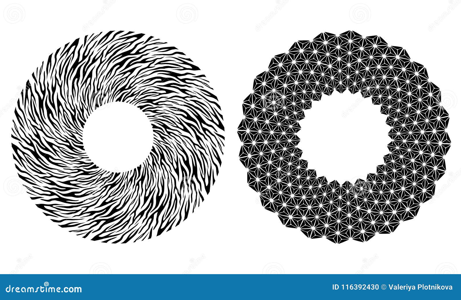 Set of Round Black Frames of Stained Glass and Zebra Skins Stock Vector ...