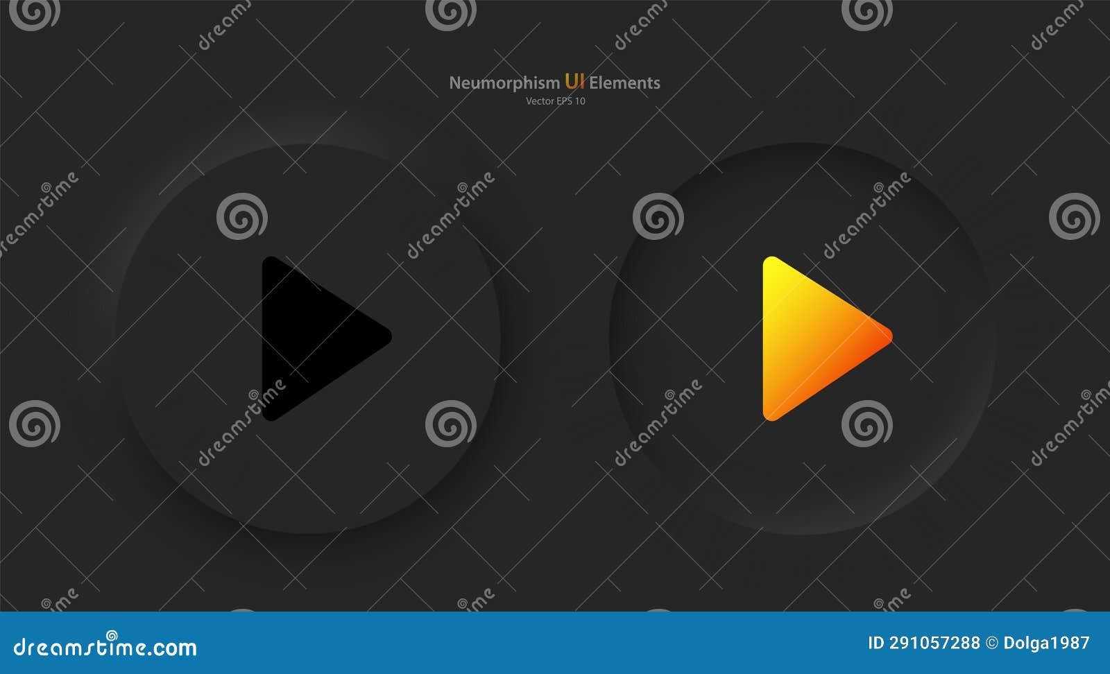 A Set of Round Buttons with Black and Yellow Play Symbols. Stock ...