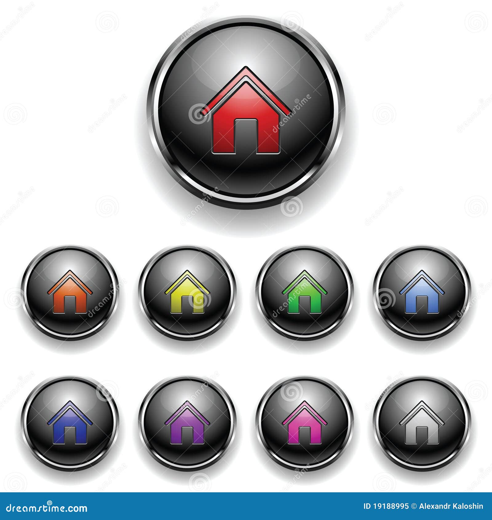 A Set of Round Buttons Home Stock Vector - Illustration of glass, ball ...