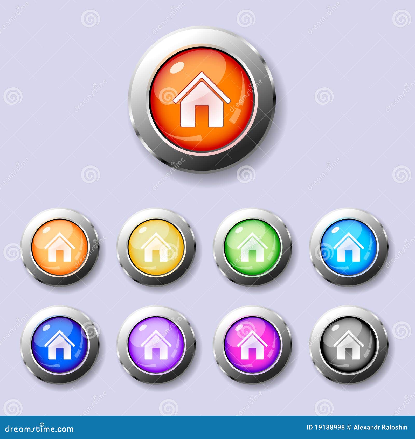A Set of Round Buttons Home Stock Vector - Illustration of color ...