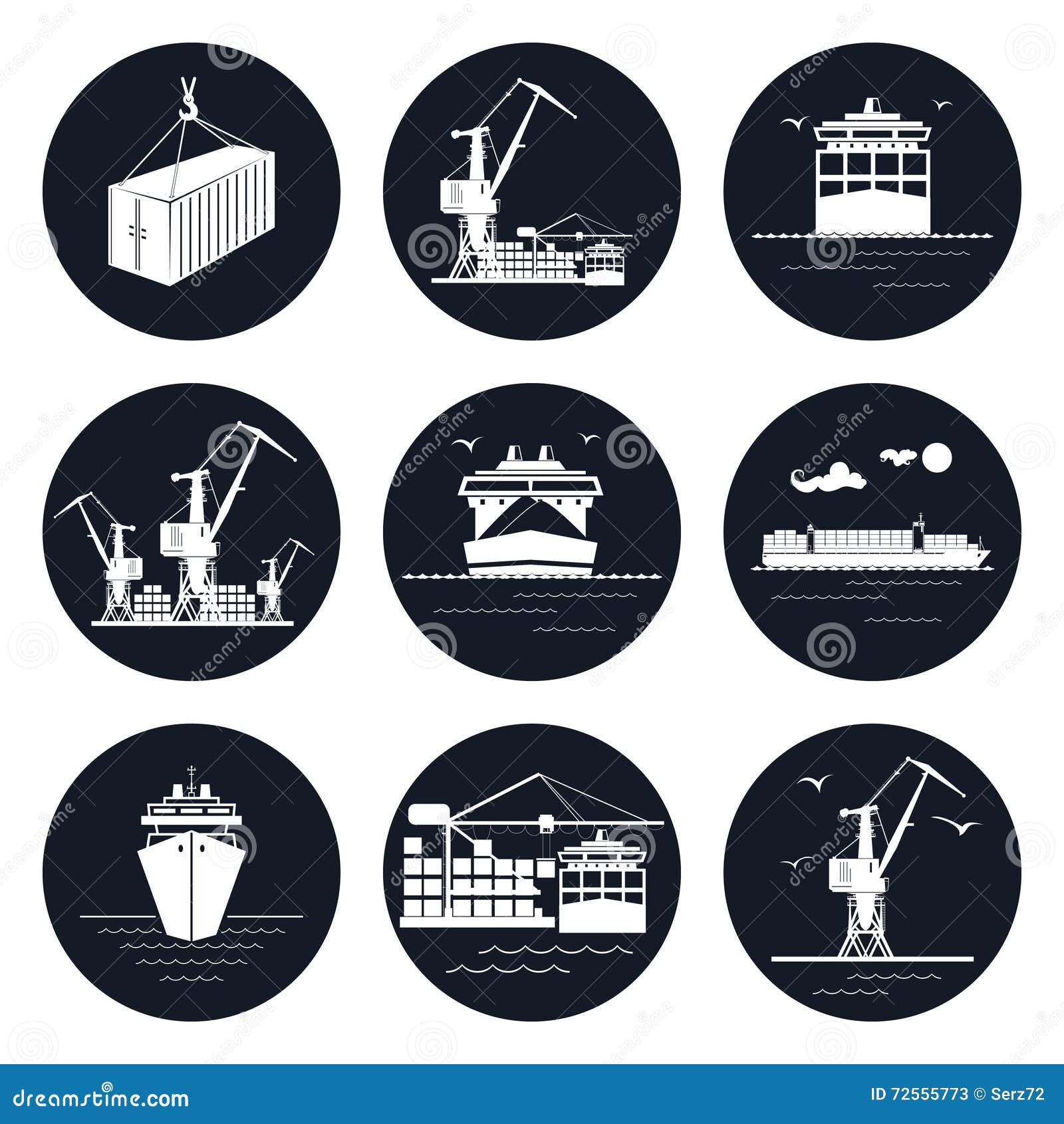 Set of Round Cargo Icons stock vector. Illustration of import - 72555773