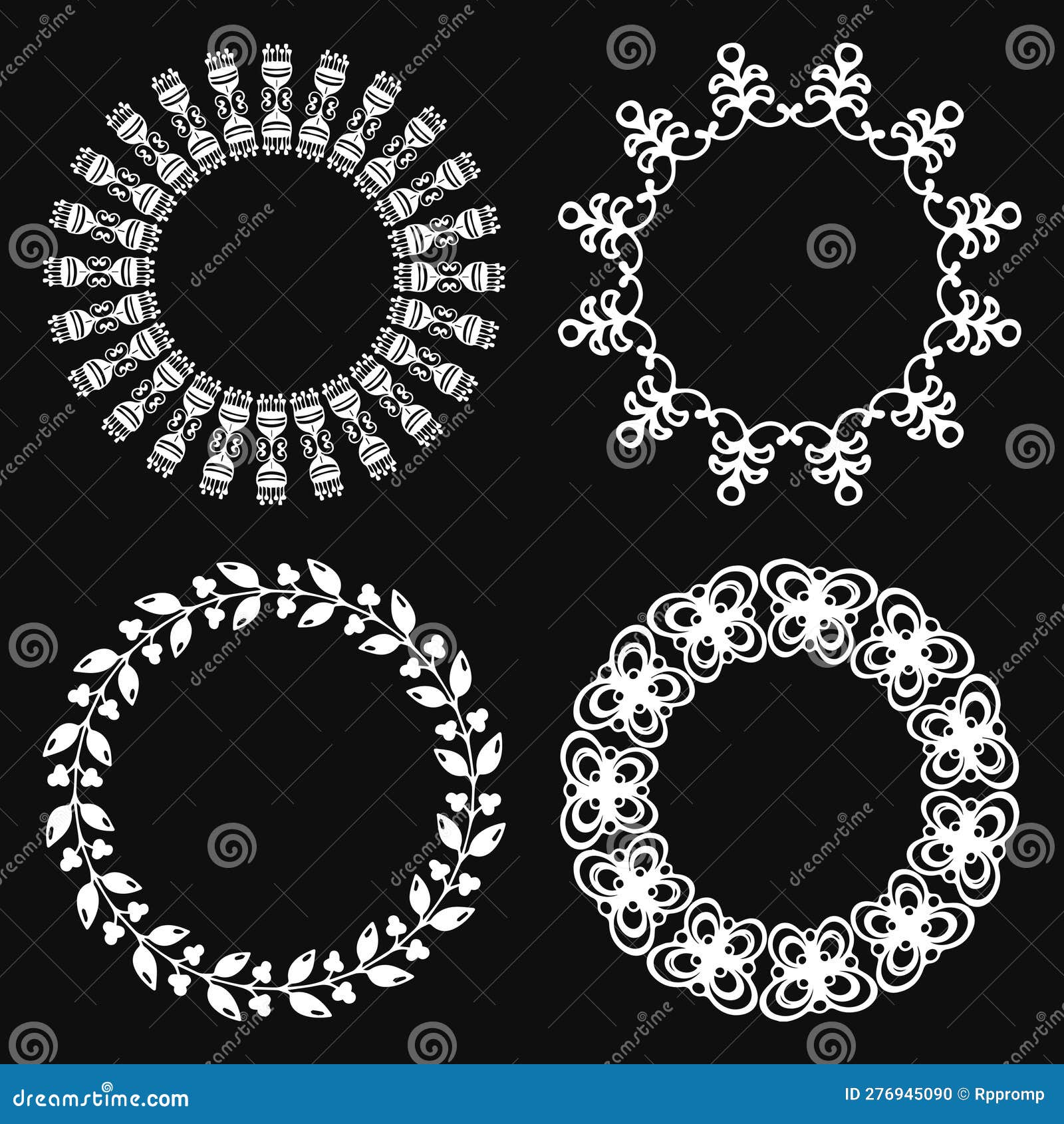 Set of Round and Circular Decorative Patterns for Design Frameworks ...
