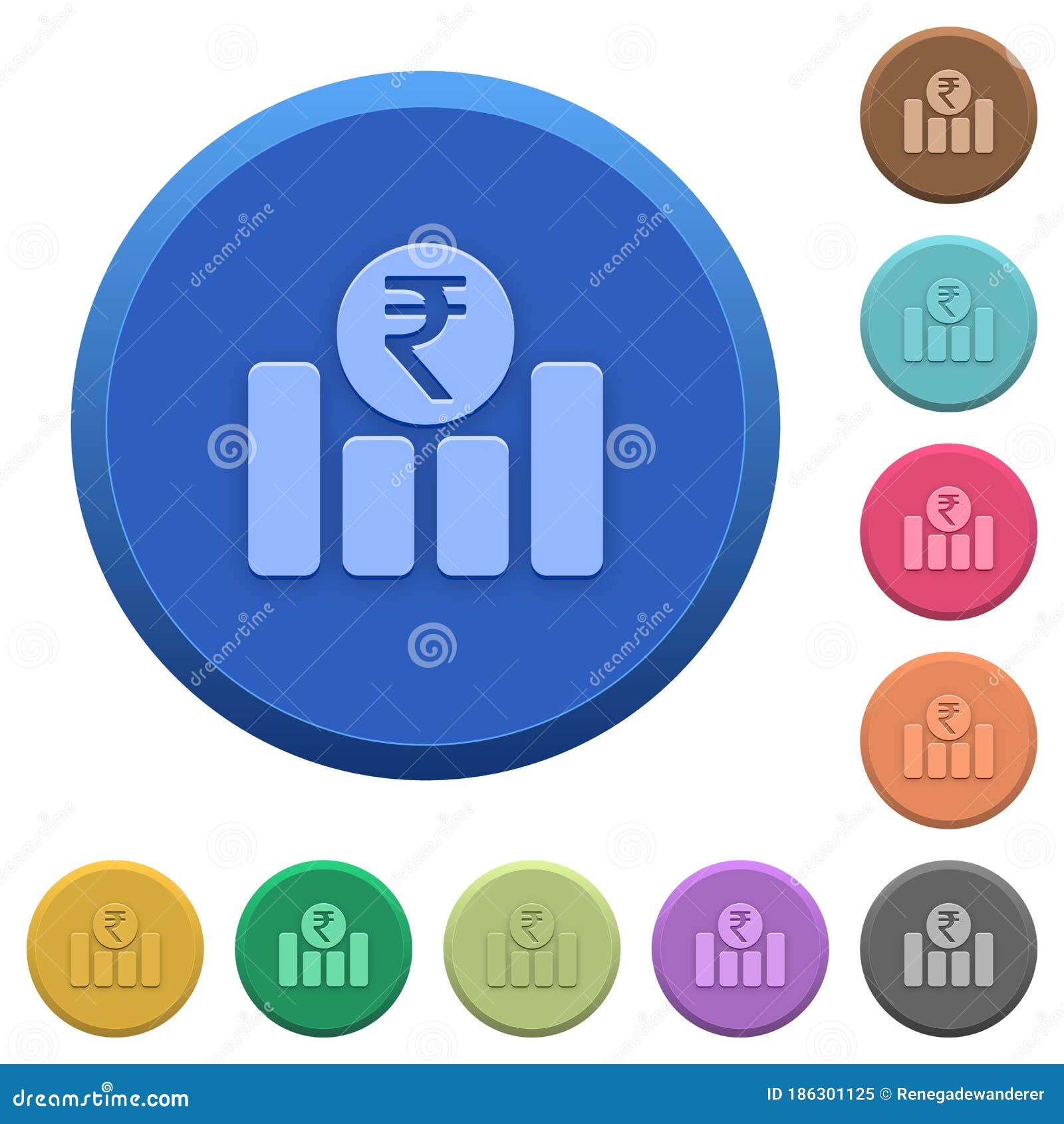 Embossed Indian Rupee Graph Buttons Stock Vector - Illustration of ...