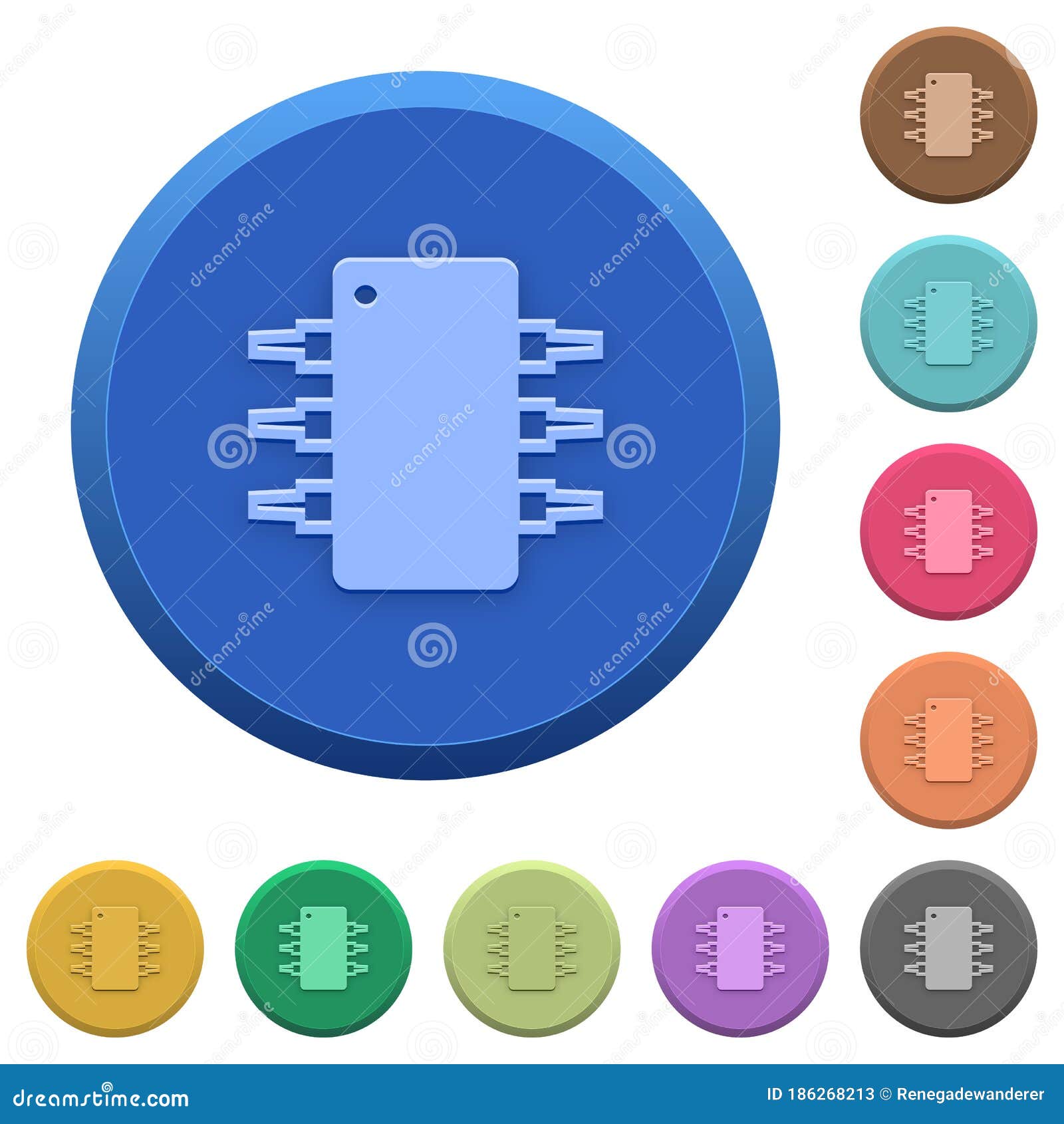 Embossed Integrated Circuit Buttons Stock Vector - Illustration of ...