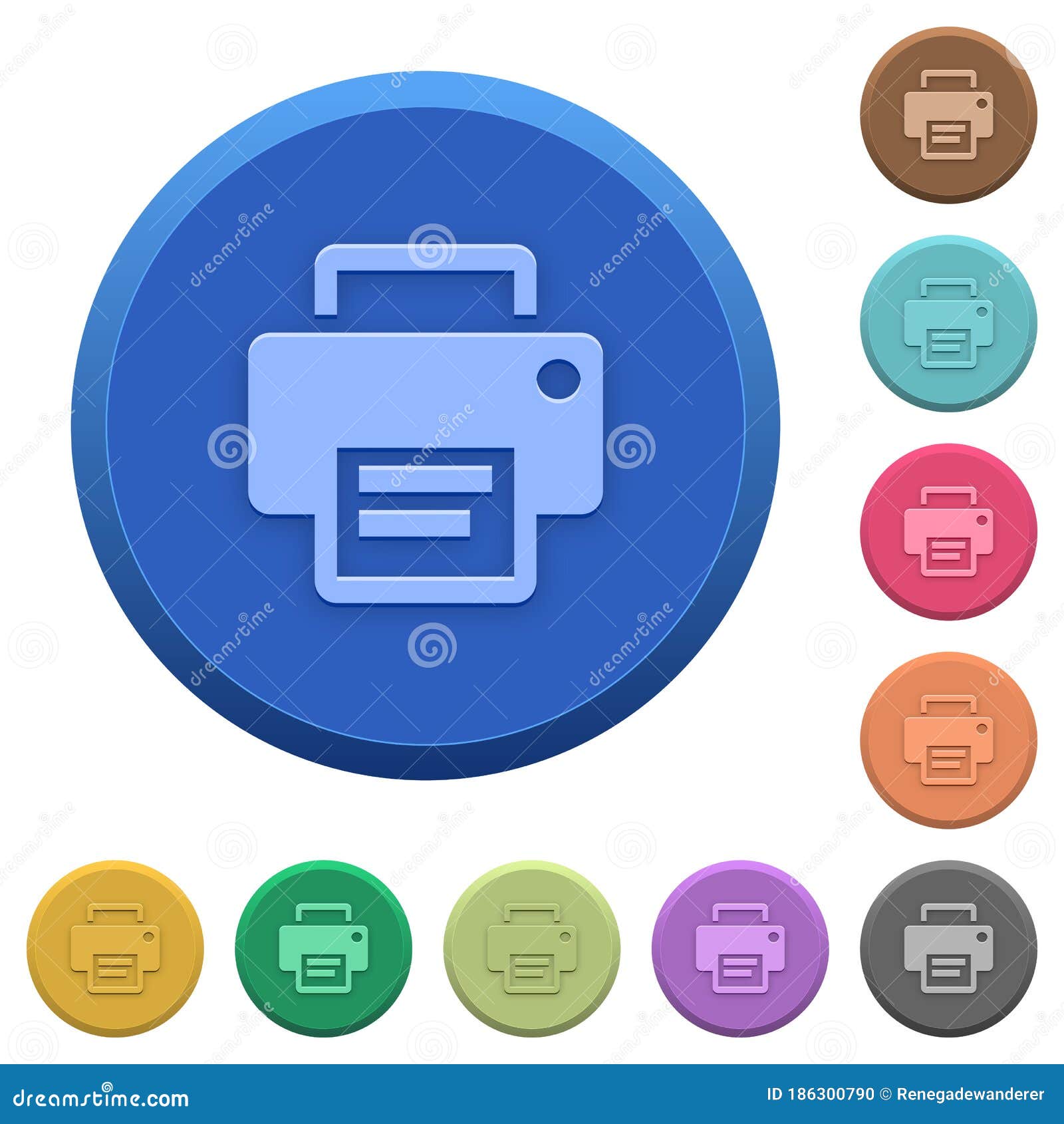 Embossed printer buttons stock vector. Illustration of copy - 186300790