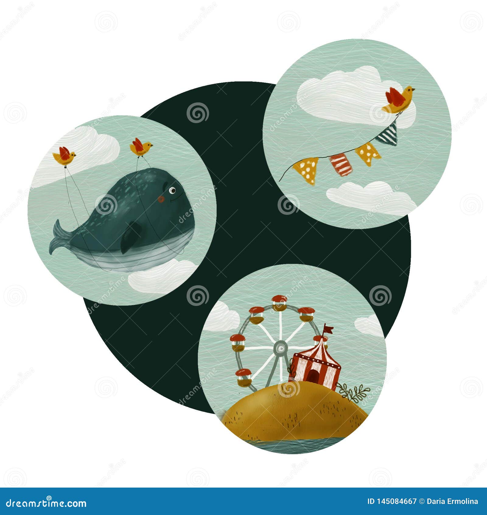 Set of Round Colored Icons Whale Stock Illustration - Illustration of ...