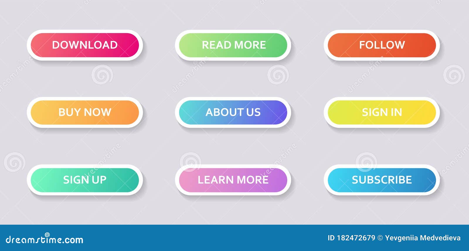 Set of Round Colorful Web Buttons with Outline for Internet Store ...