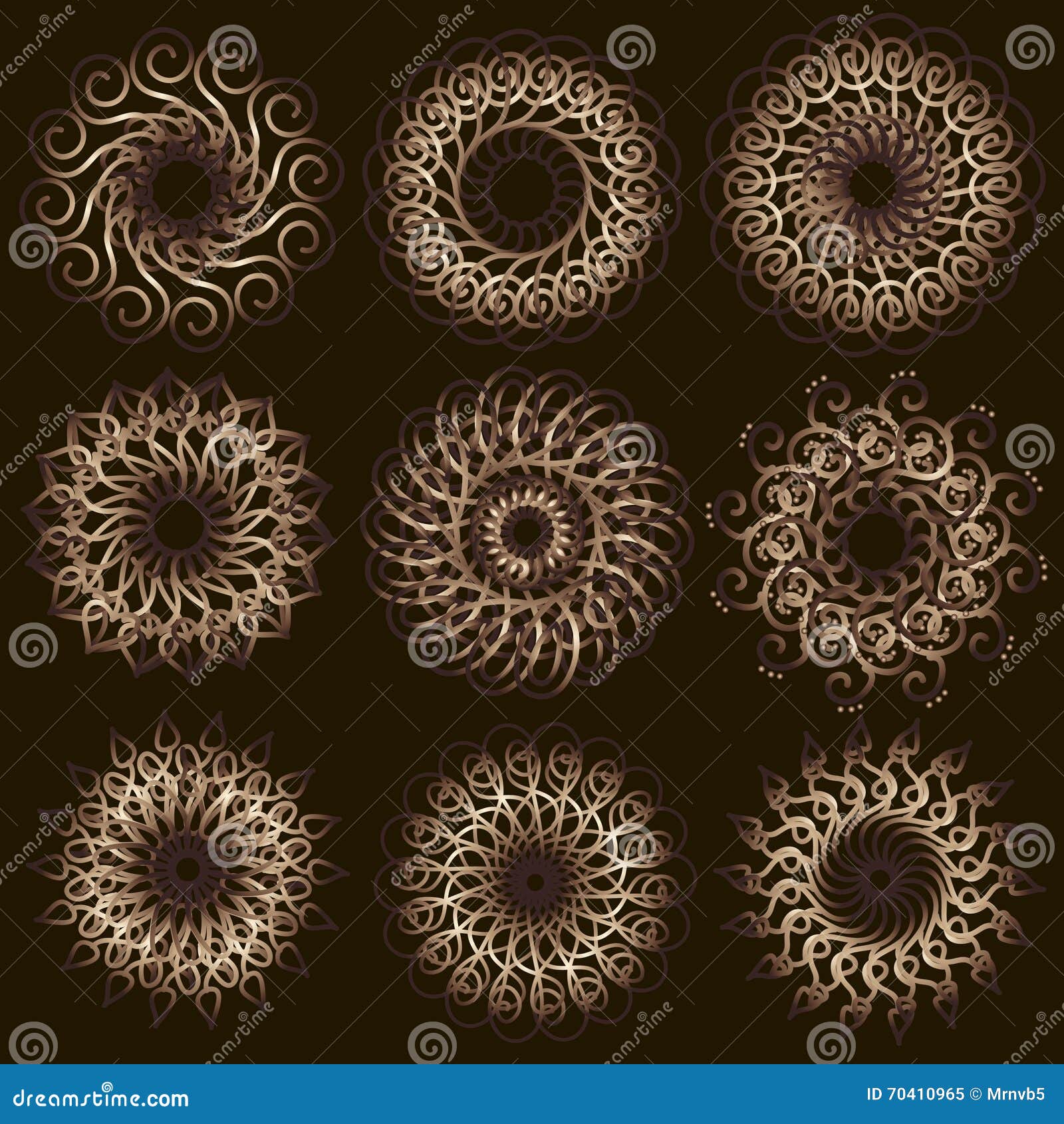 Set Round Decorative Elements. Stock Vector - Illustration of scheme ...