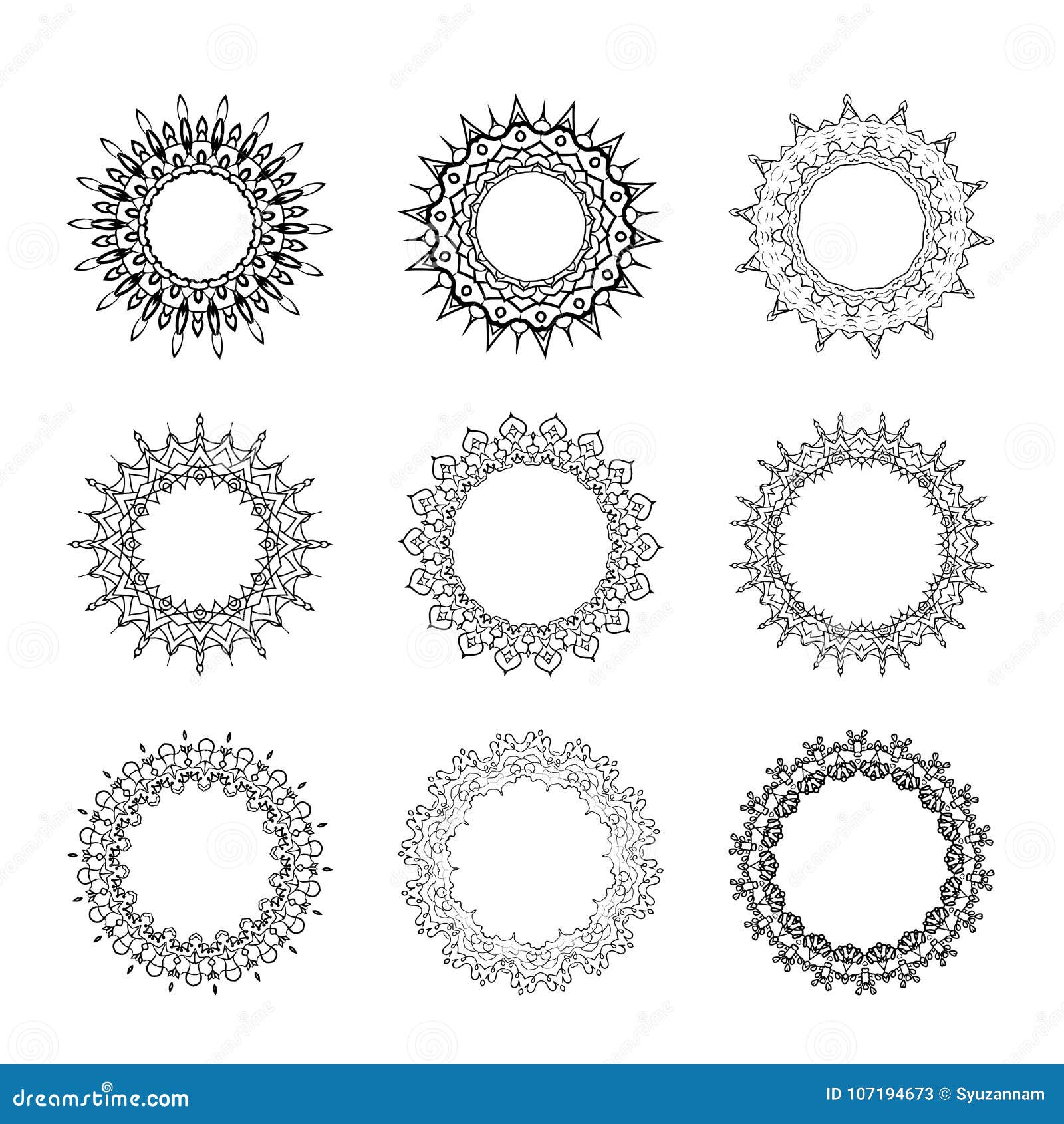 Set of Round Decorative Frames. Stock Vector - Illustration of card ...
