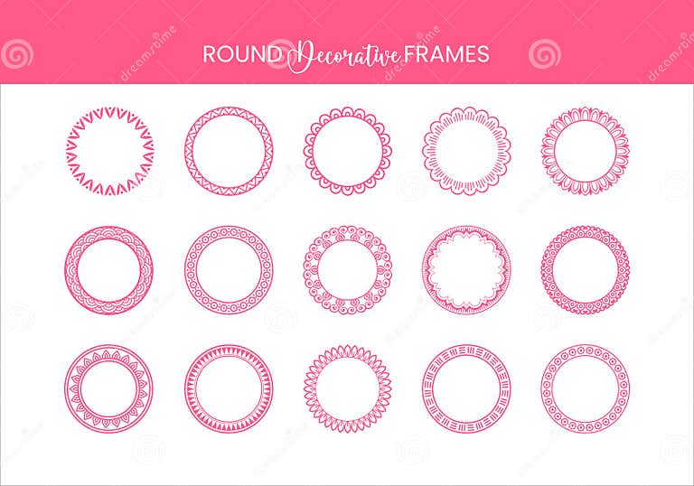 Set of Round Decorative Frames, Vector Illustration. Collection of ...