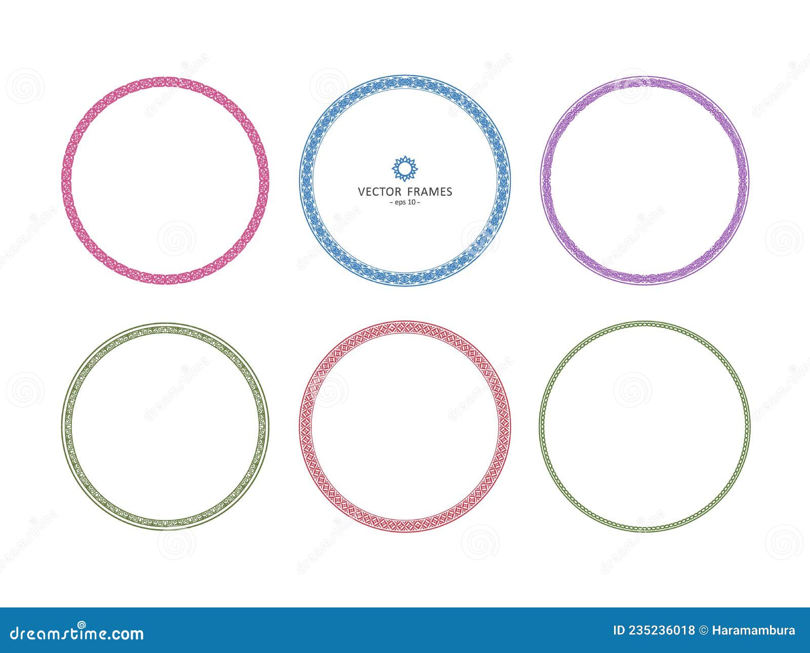 Set of Round Decorative Frames for Your Design. Graphic and Patterned ...