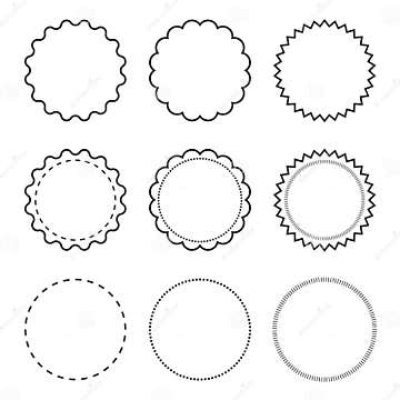 Set of Round Decorative Labels Borders Frames Stock Vector ...