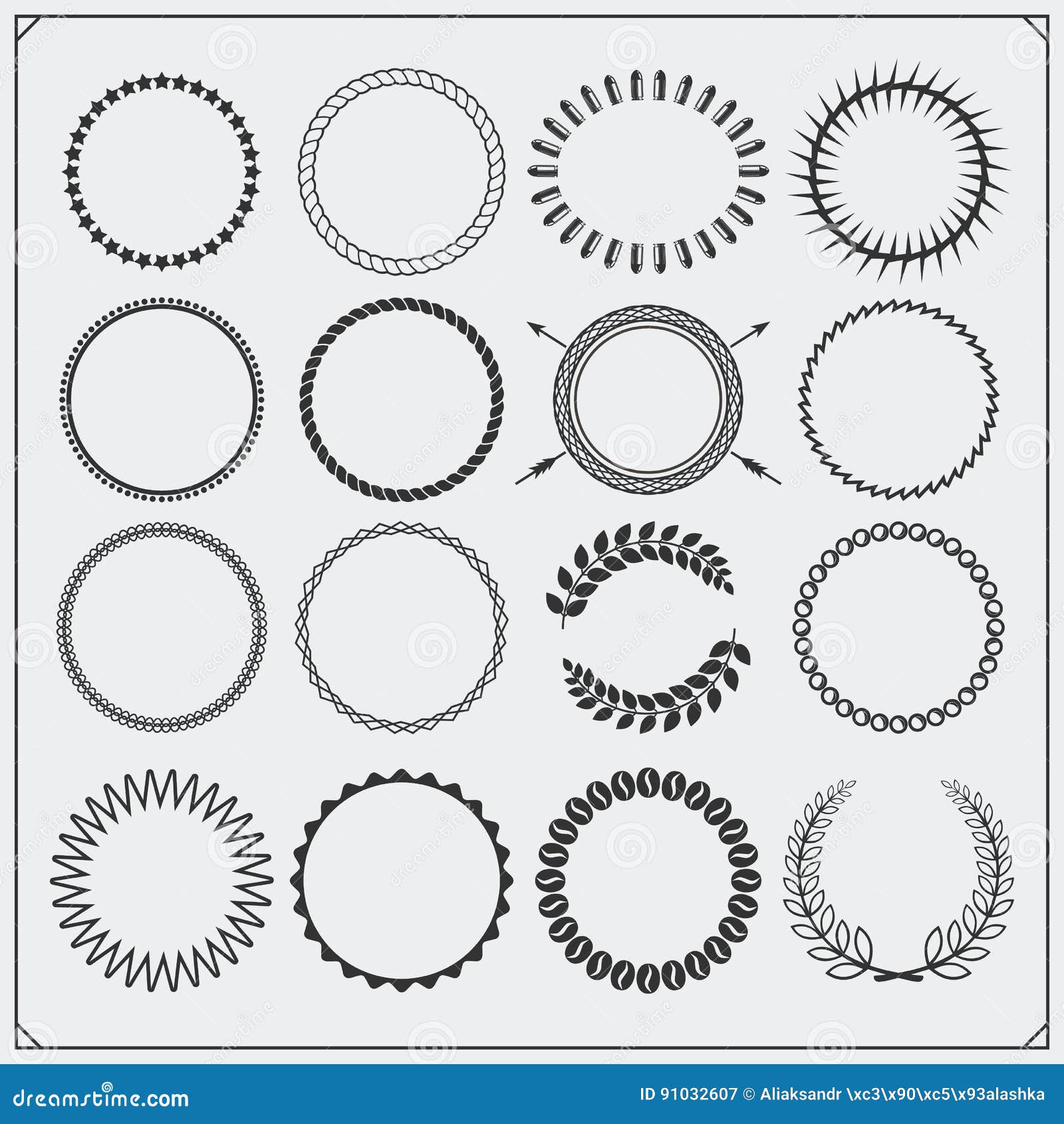 Set Of Round Decorative Patterns For Banners, Frameworks And Vintage ...