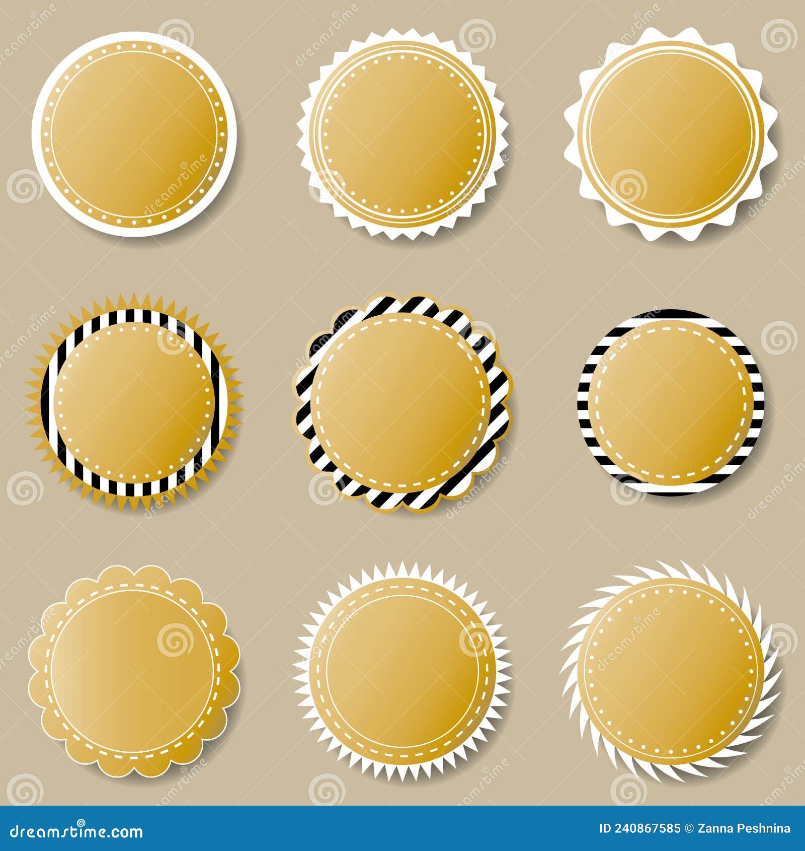 Set of Round Decorative Stickers Labels Borders Frames Stock Vector ...