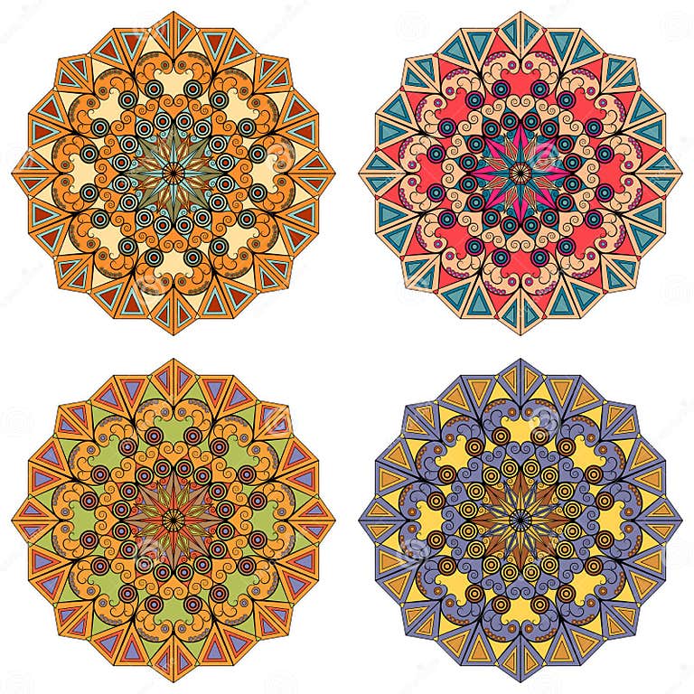 Set of Round Design Elements Stock Vector - Illustration of collection ...