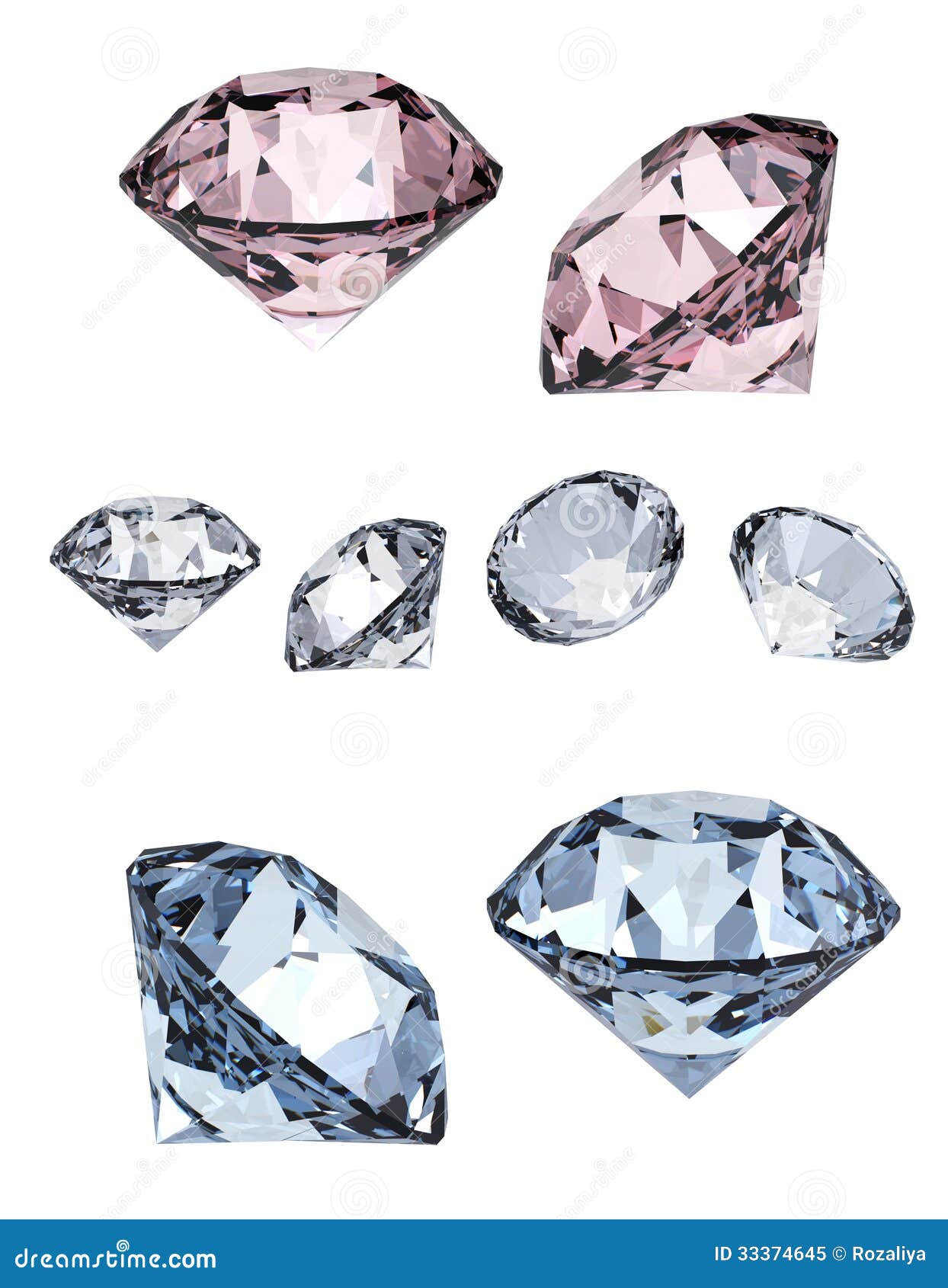 Set of Round Diamond. Gemstone Stock Image - Image of facet, diamond ...