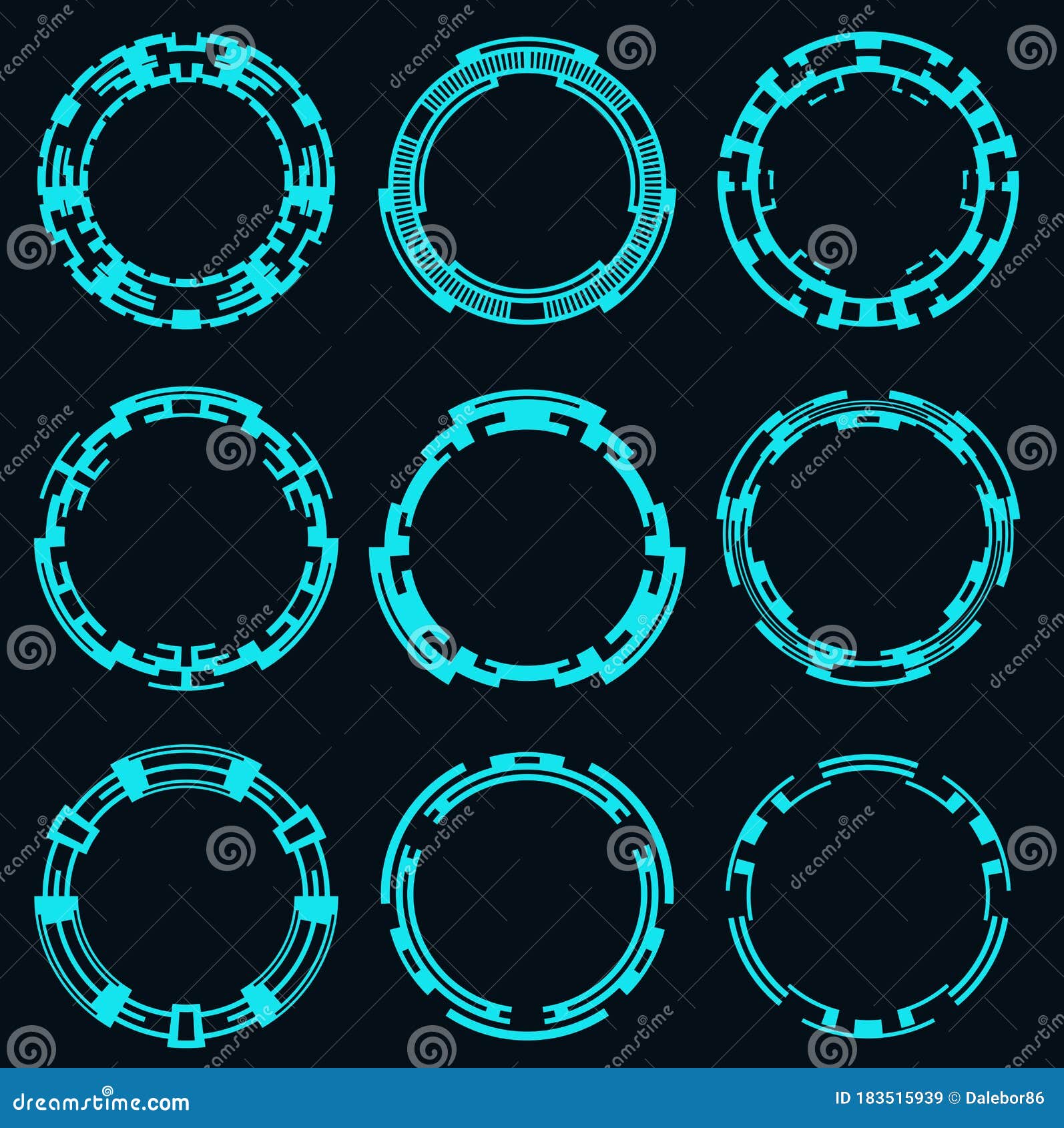 Set of Round Elements for the Hud Interface Stock Vector - Illustration ...
