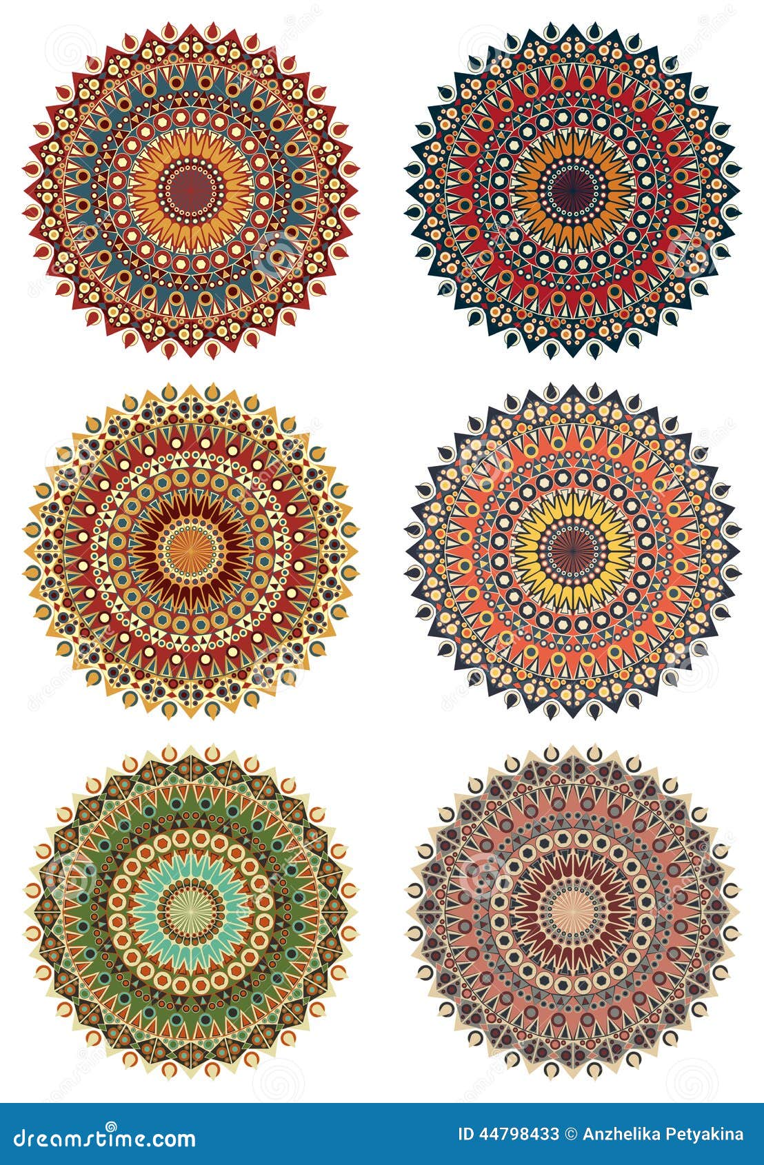 Set of Round Ethnic Design Elements Stock Vector - Illustration of arab ...