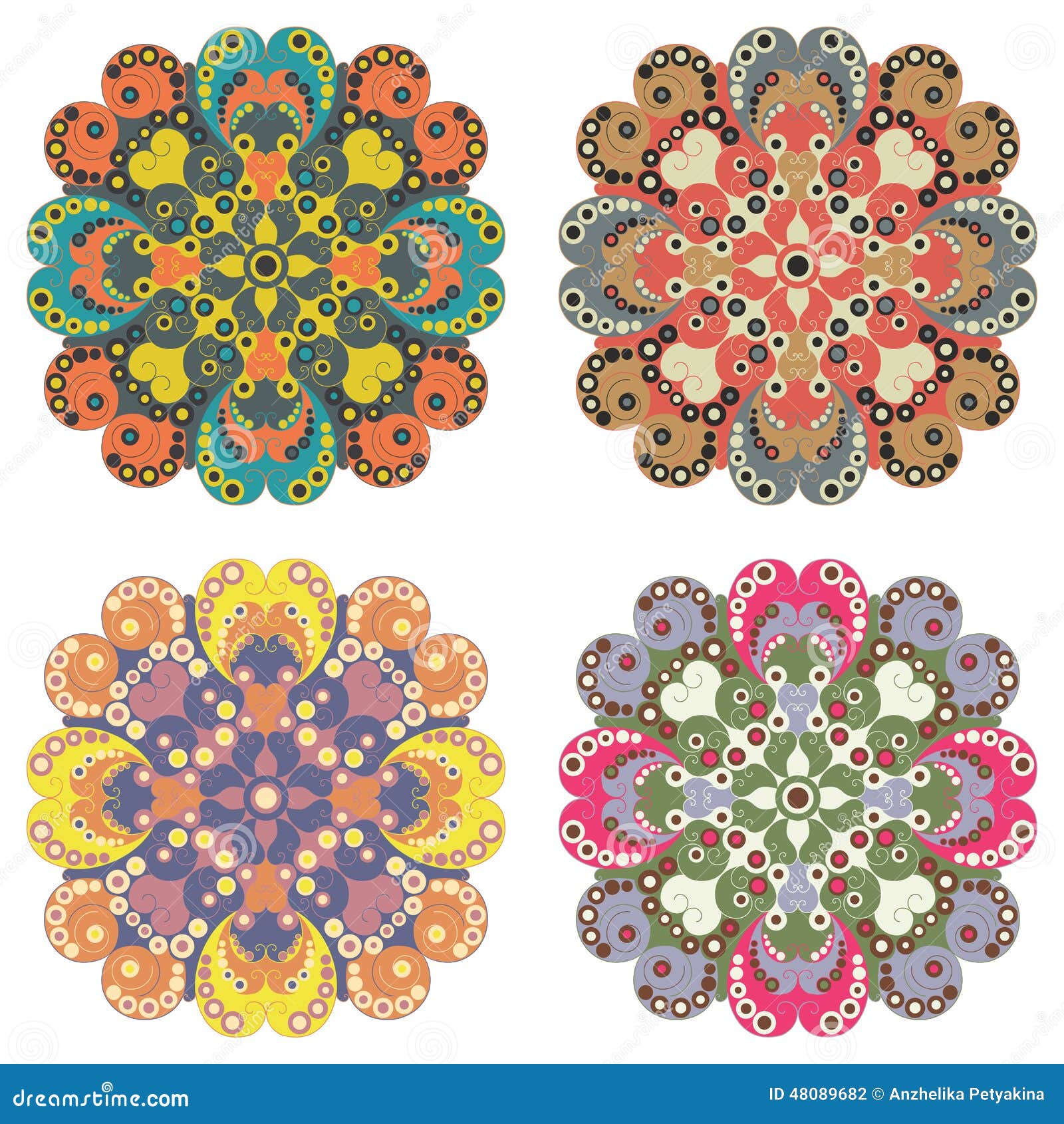 Set of Round Ethnic Design Elements Stock Vector - Illustration of ...