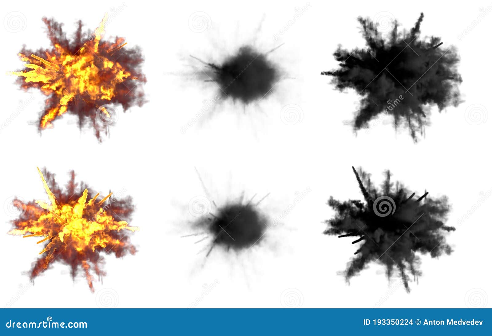 Six Round Explosions Of Anti Air Gun Shell Hit Or View From Top On ...