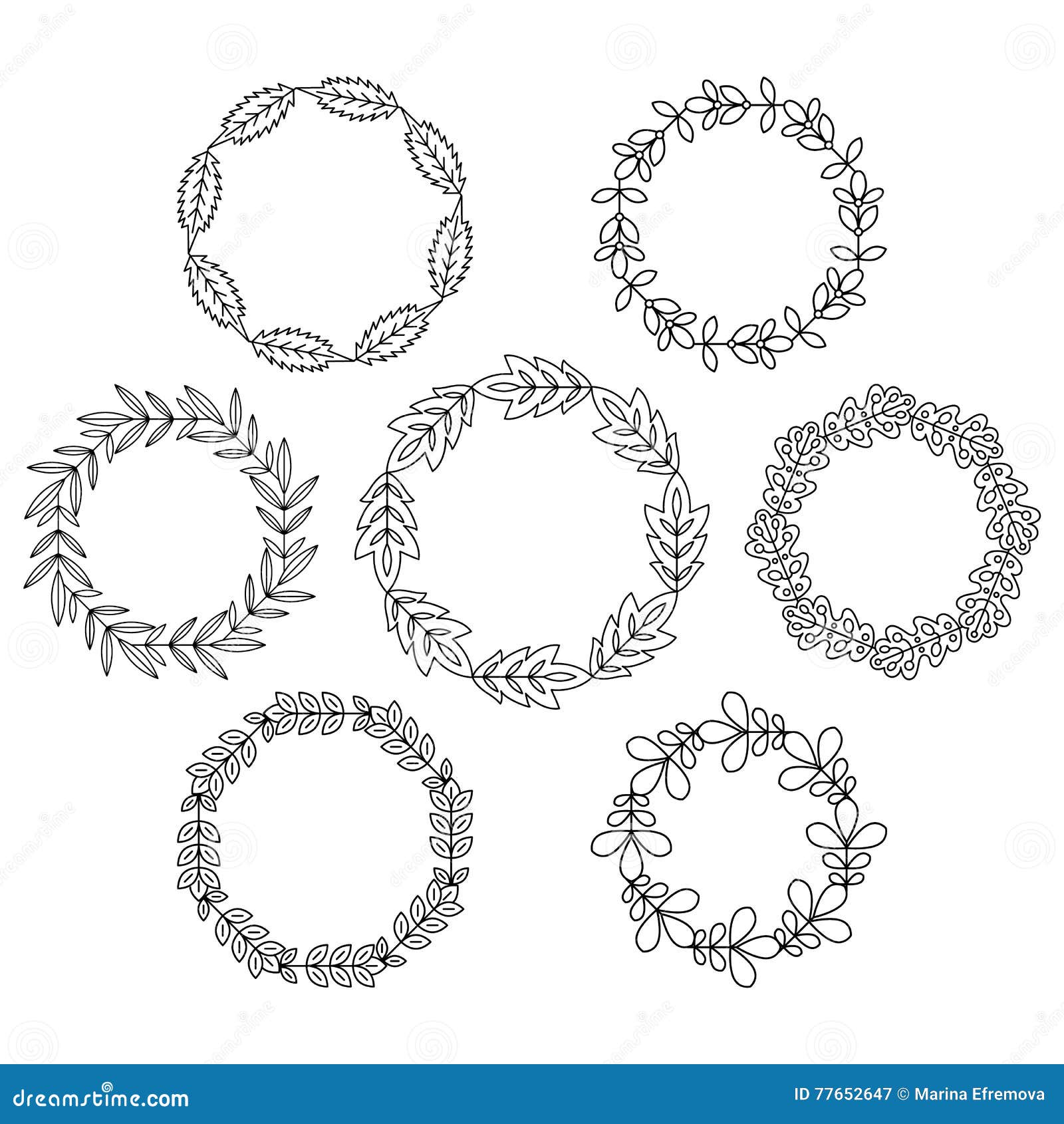 Set of Round Floral Framework. Stock Vector - Illustration of graphic ...