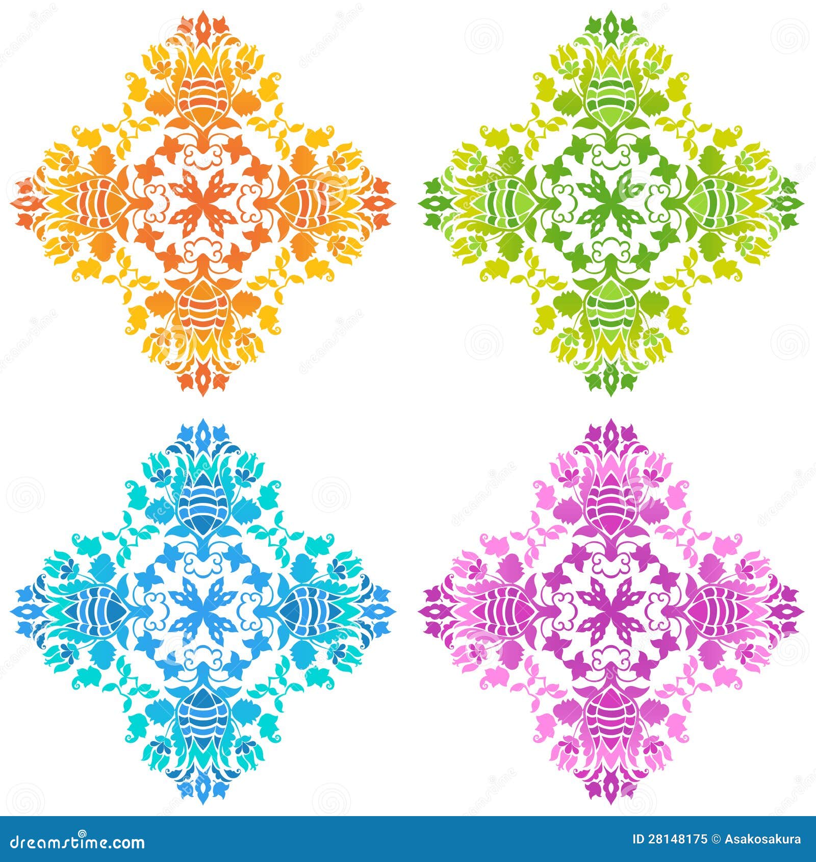 Set of Round Floral Patterns Stock Vector - Illustration of flower ...