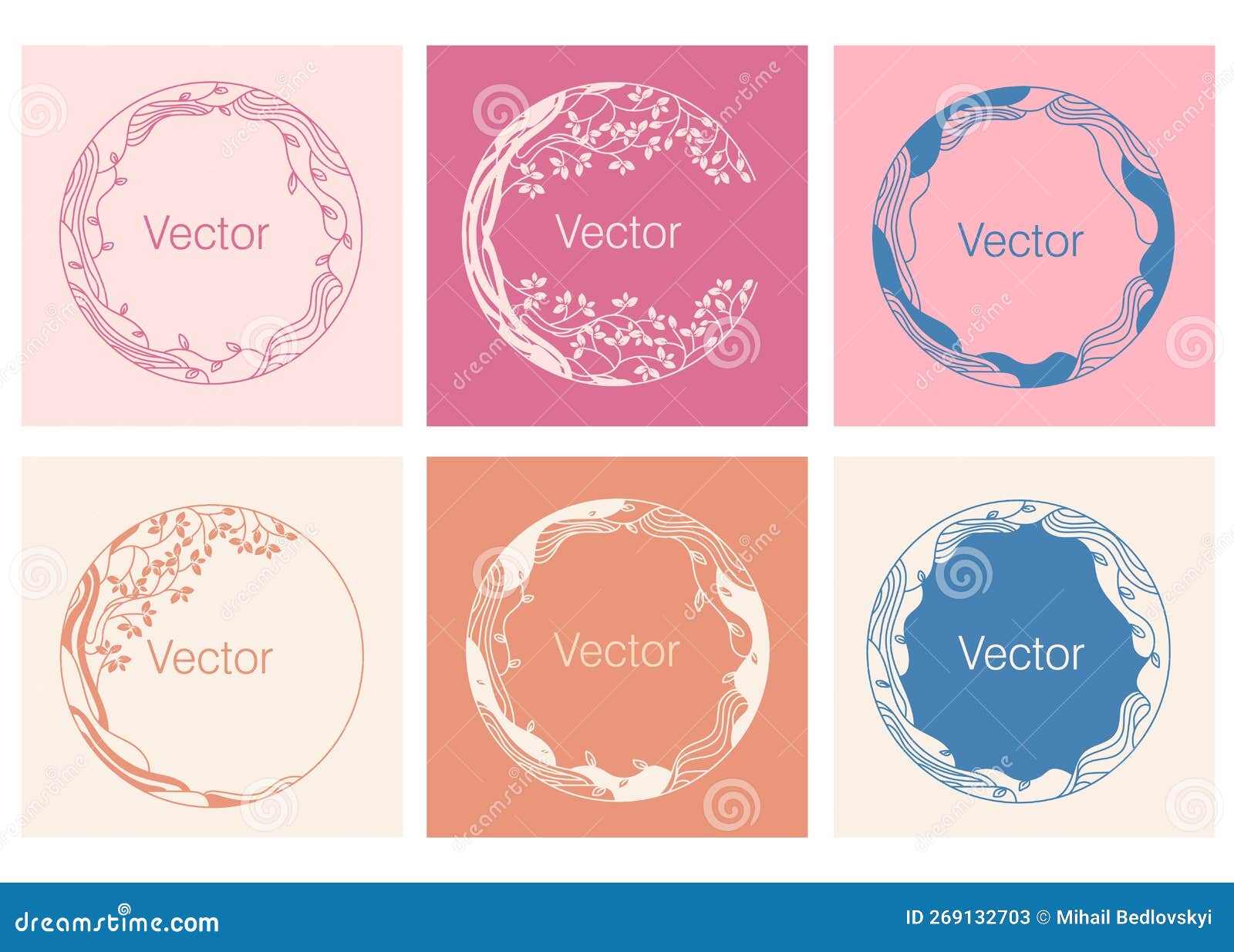 Vector Set of Round Emblems in a Modern Style of Interlaced Lines and ...