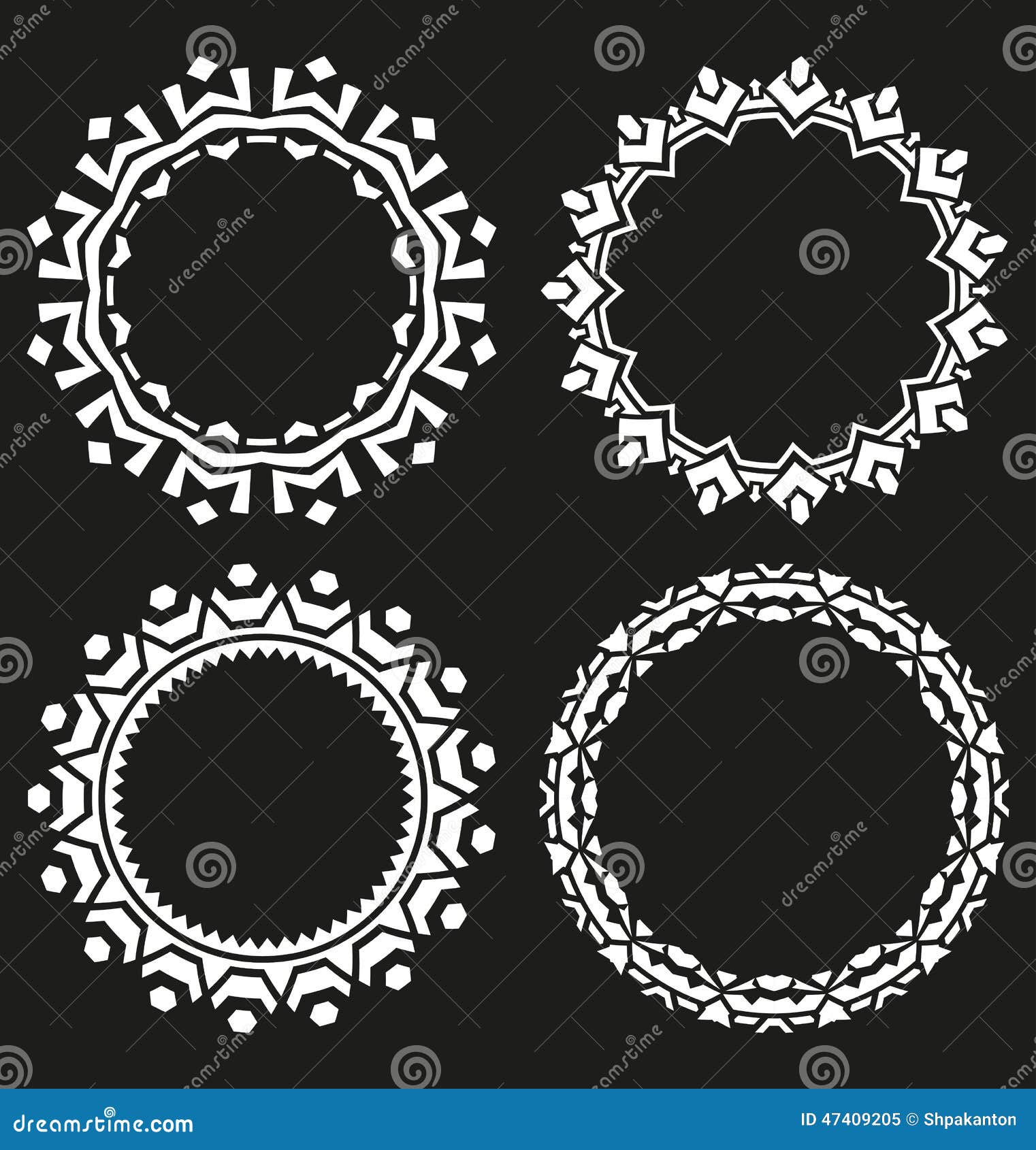 Set of Round Frames on a Black Background Stock Vector - Illustration ...