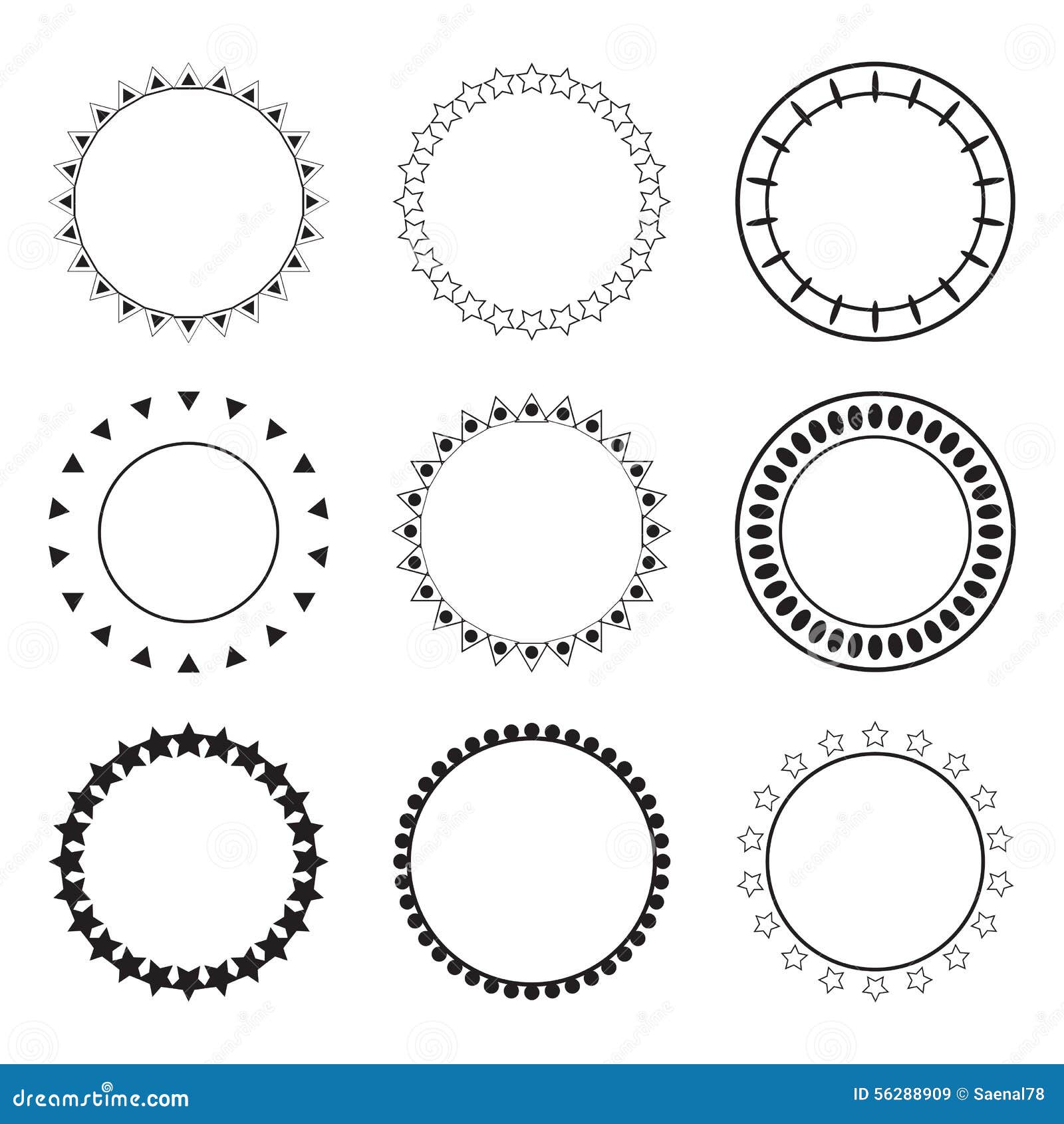 Set of Round Frames. Decoration Design Elements Stock Vector ...