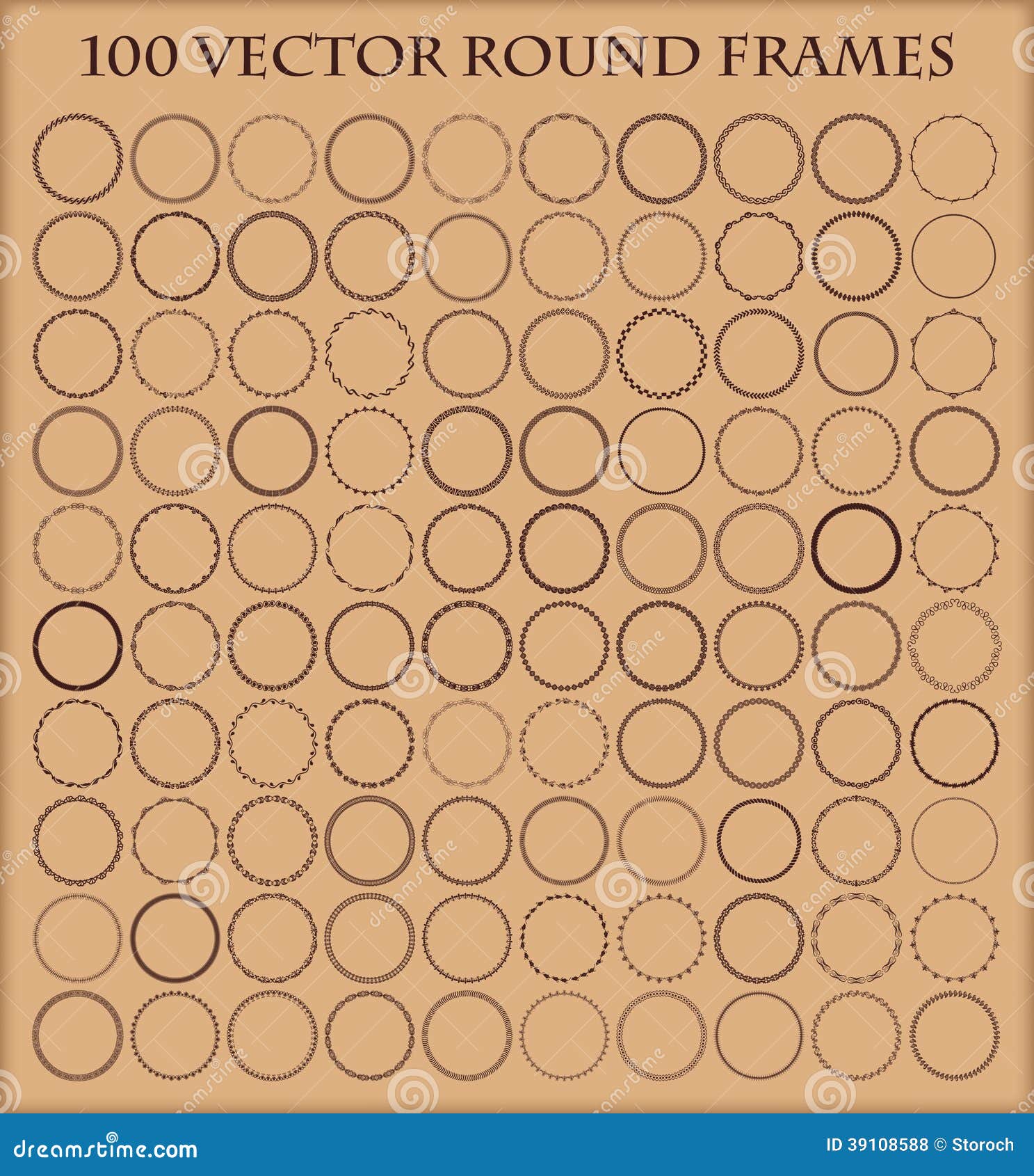 Set of 100 Round Frames in Different Styles. Stock Vector ...