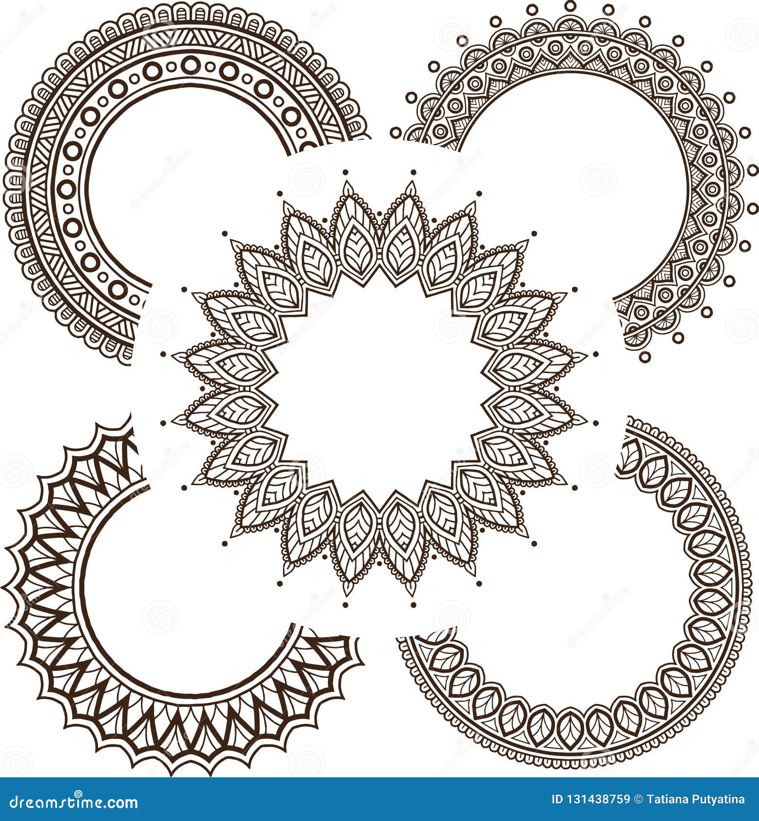 Set of Round Frames Doodles Stock Illustration - Illustration of ...