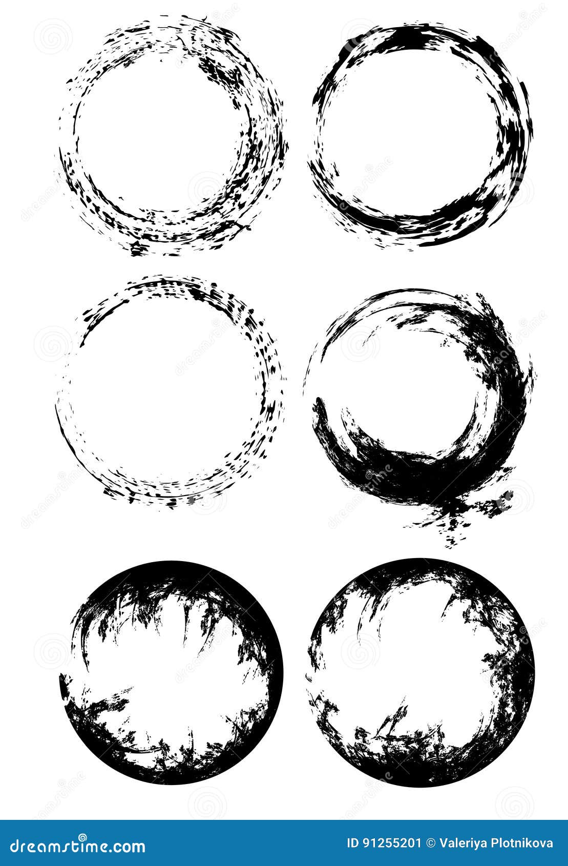 Set of Round Frames with Grunge Scuffs and Scratches. Stock Vector ...