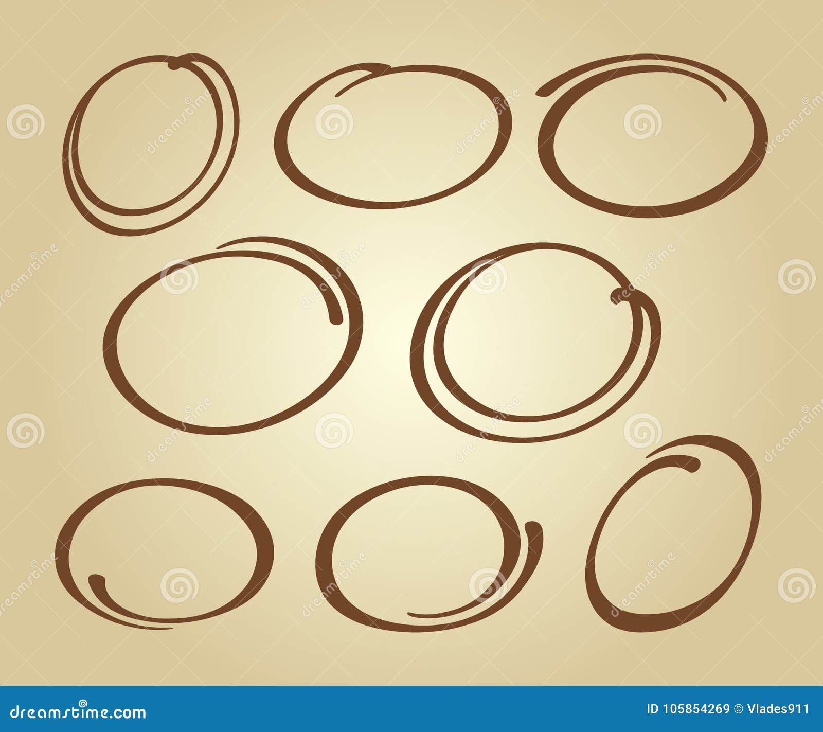 Set of Round Frames Hand-drawn with a Brush.Vectorn. Stock Vector ...