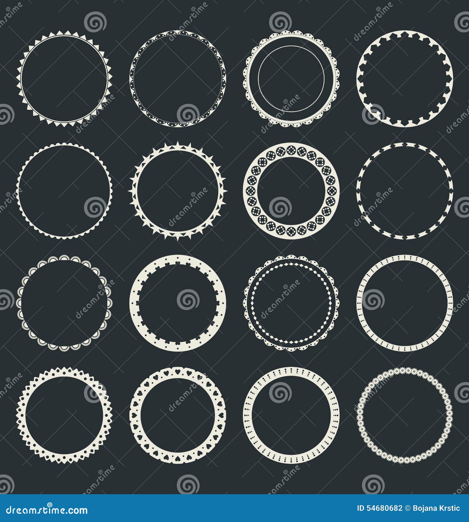 Set of round frames stock illustration. Illustration of monochrome ...