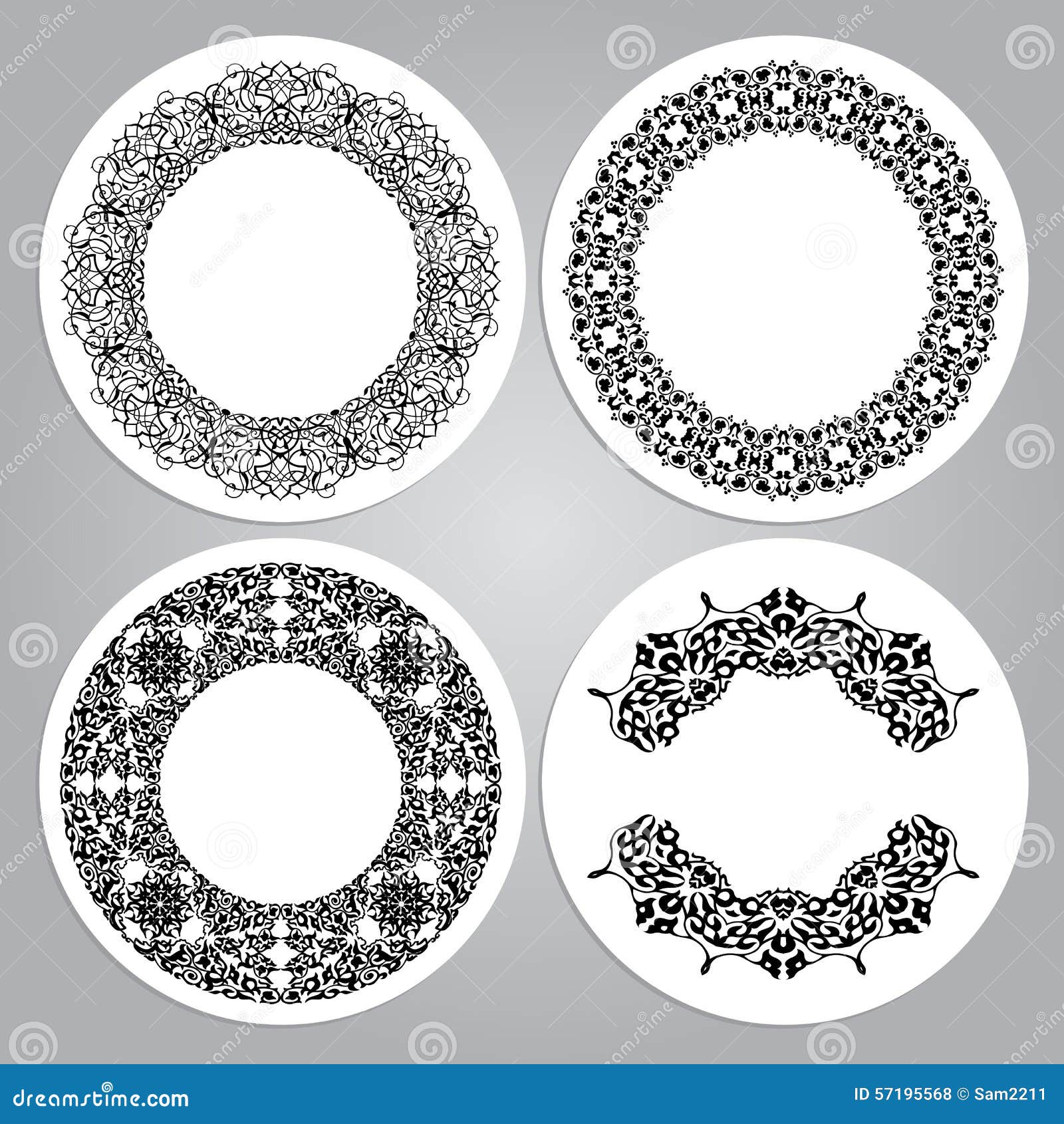 Set of Round Frames in Luxury Style. Eastern Motifs Stock Vector ...