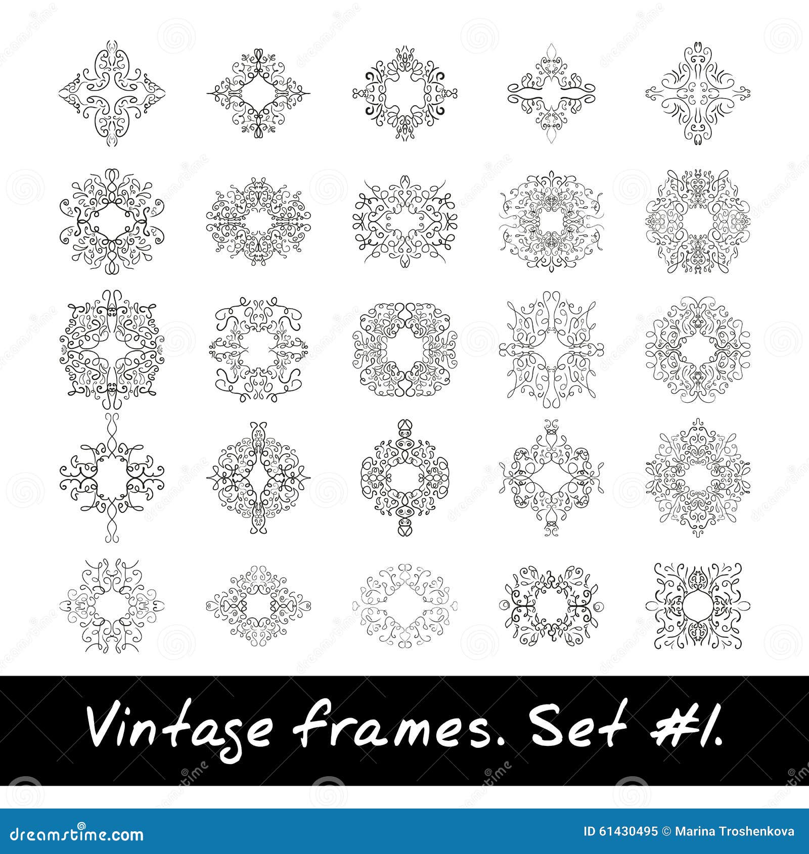 Set of Round Frames. Nine Decorative Elements for Stock Vector ...
