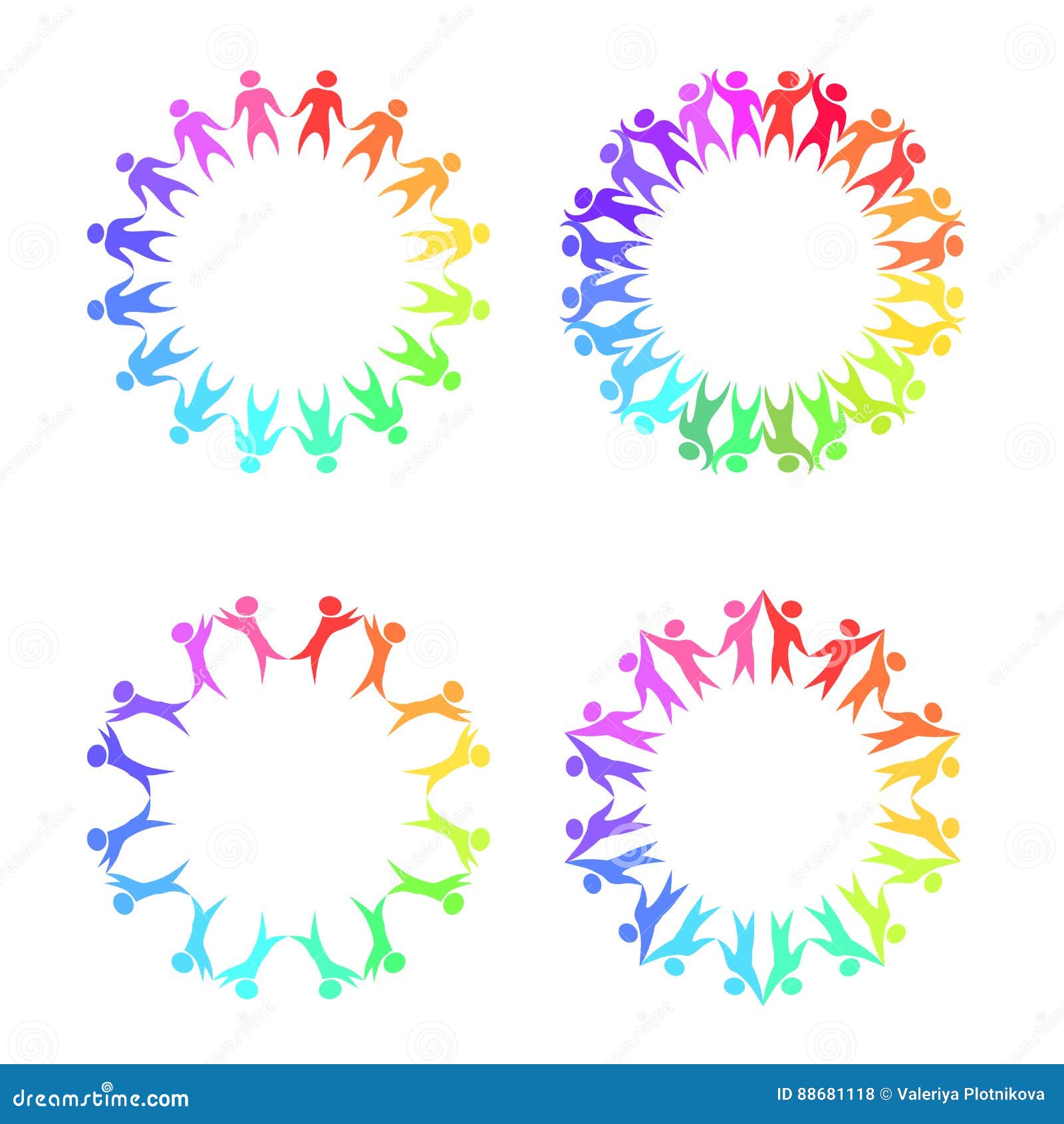 Rainbow People Holding Hands Banners Vector Illustration ...