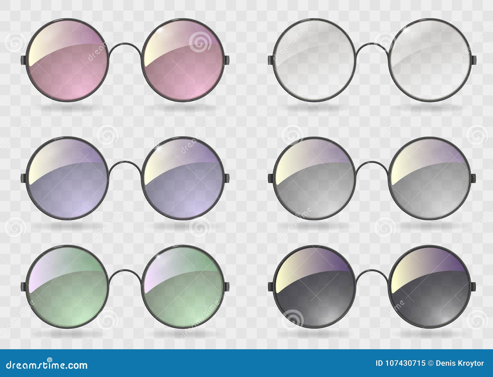 Set Round Glasses with Different Glass Stock Vector - Illustration of ...