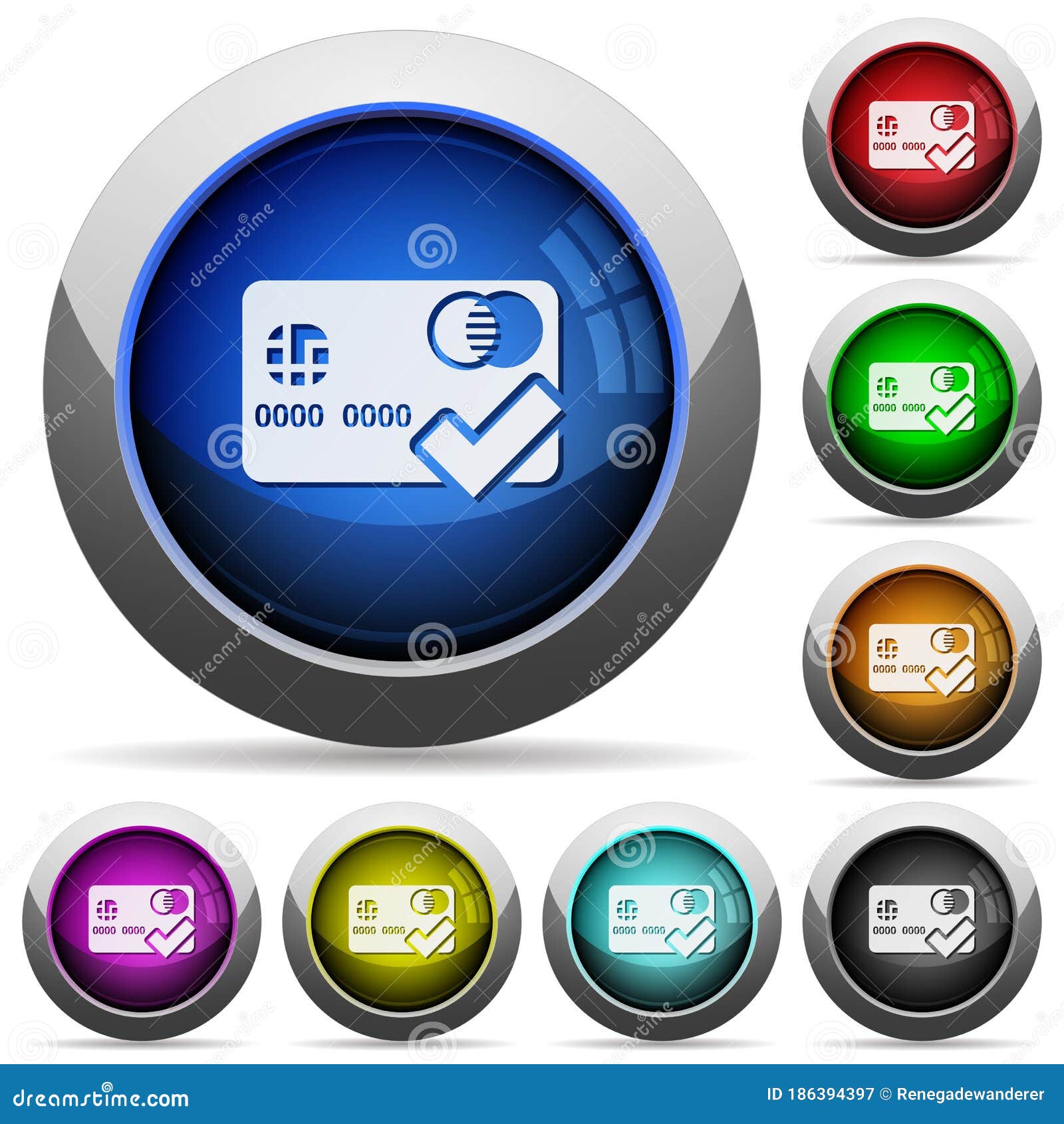 Accept Credit Card Button Set Stock Vector - Illustration of cyan ...