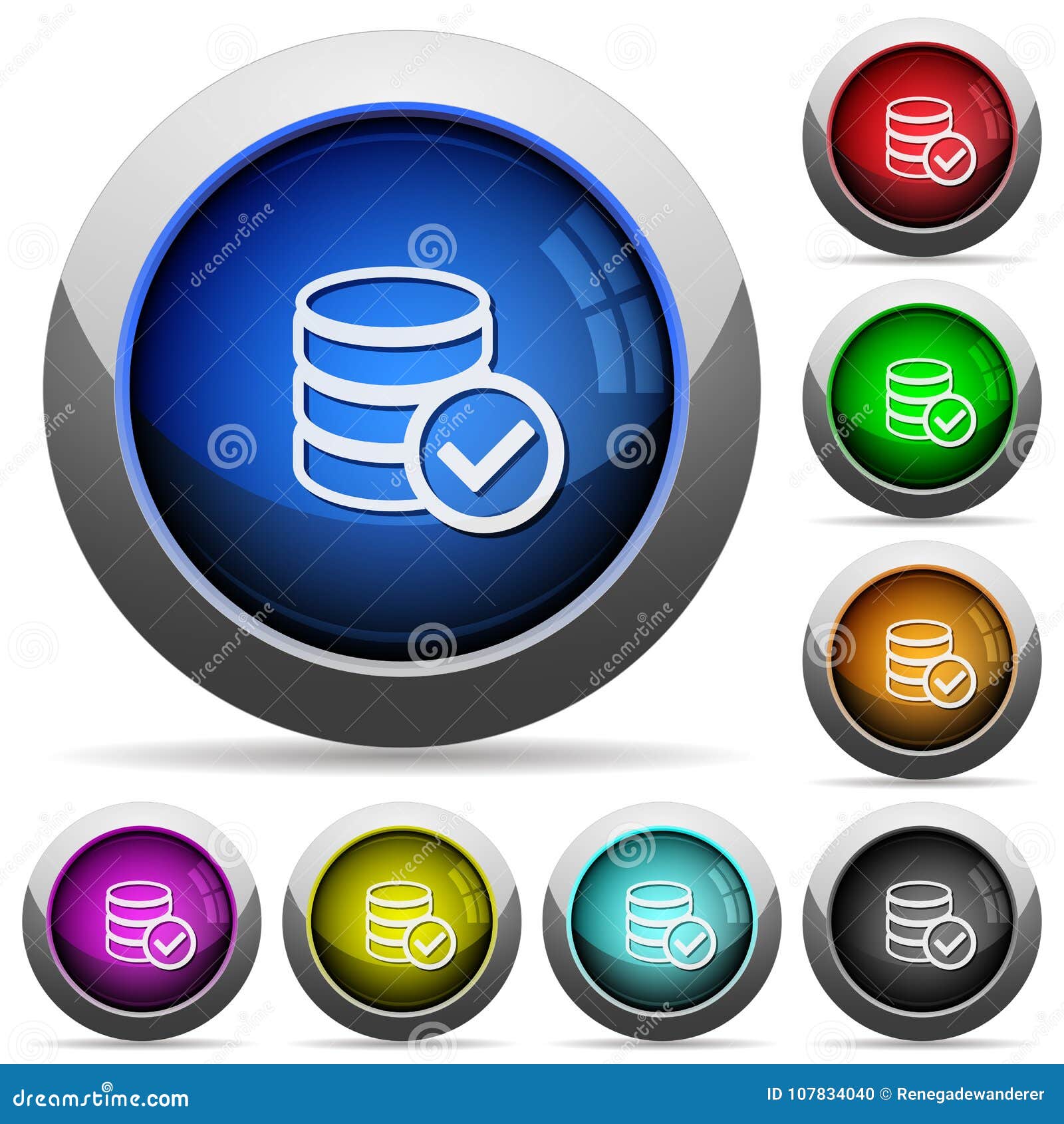 Database ok button set stock vector. Illustration of hosting - 107834040